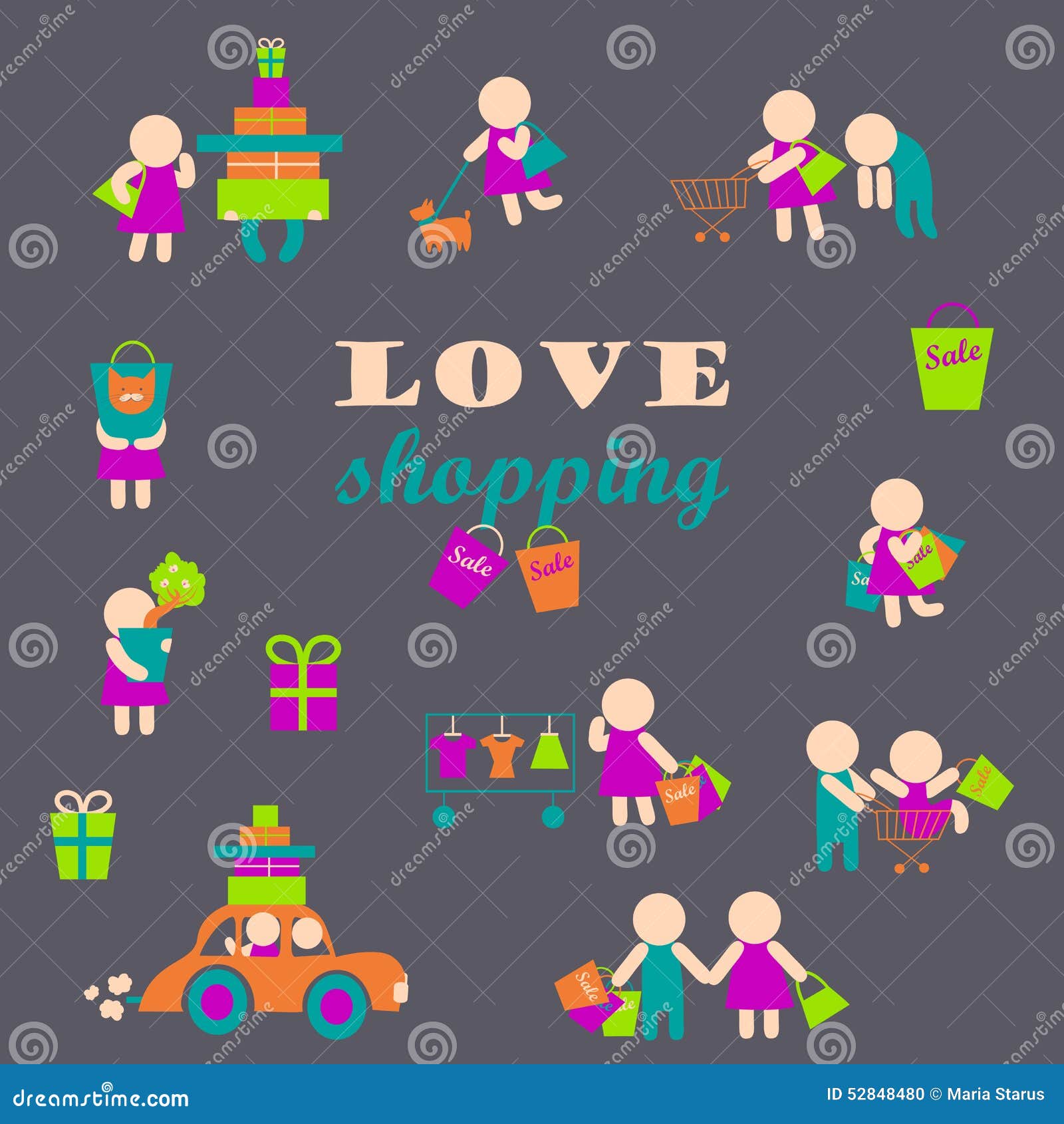 Set of Shopping People Icons Stock Vector - Illustration of discount ...