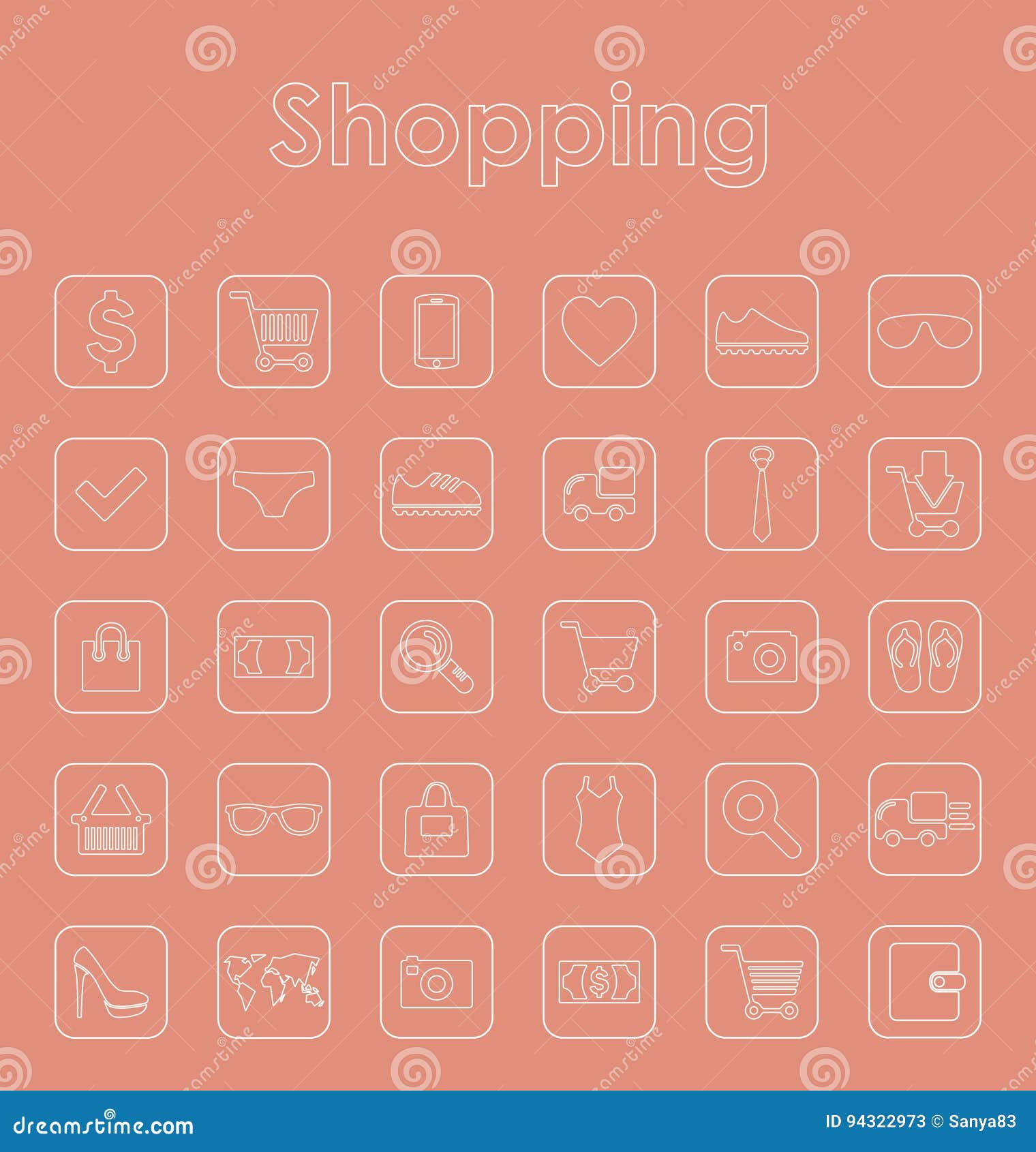 Set of Shopping Simple Icons Stock Vector - Illustration of fashion ...