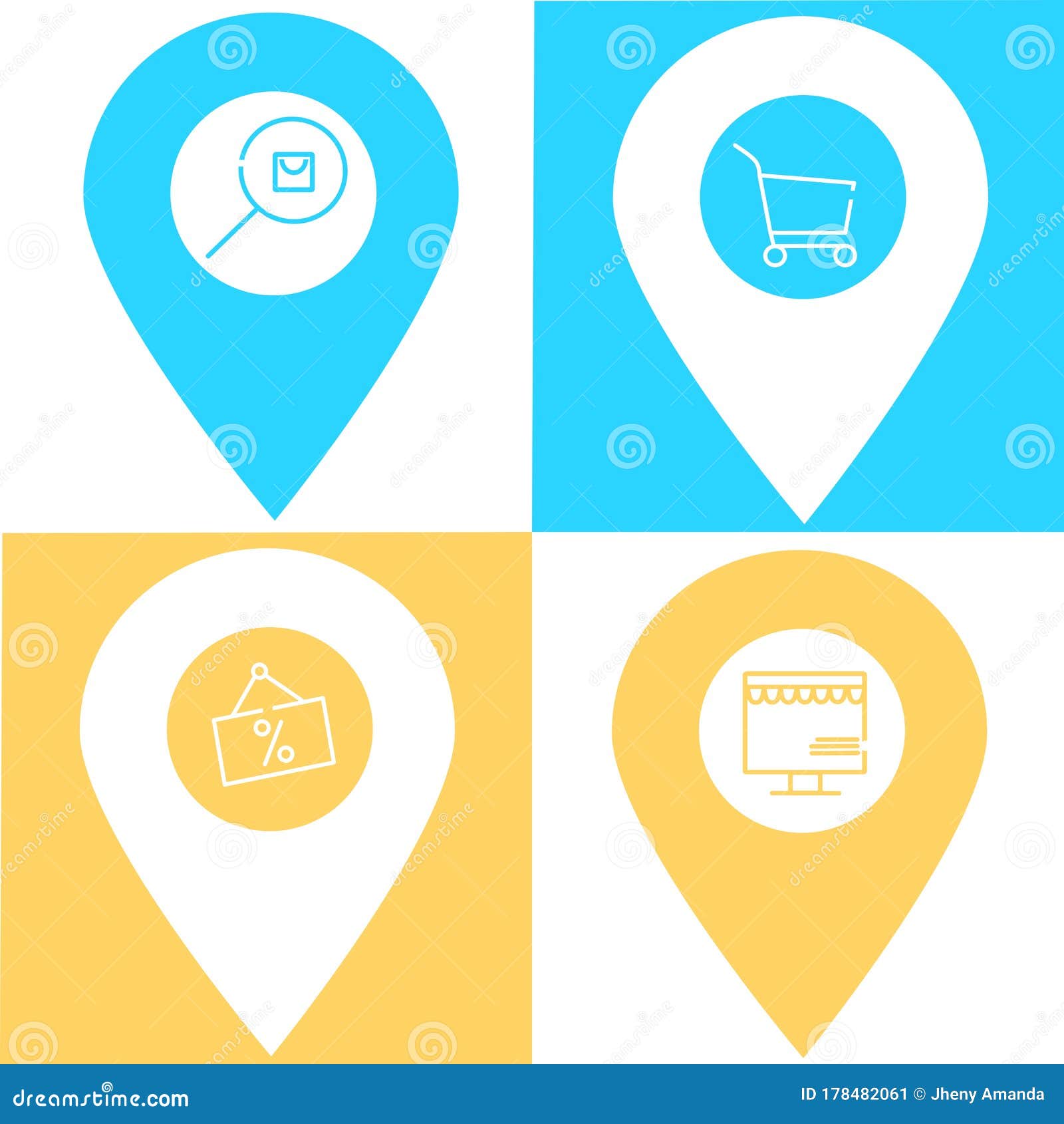 Set of Shopping Store Location Map Pin Icon. Element of Map Point for ...
