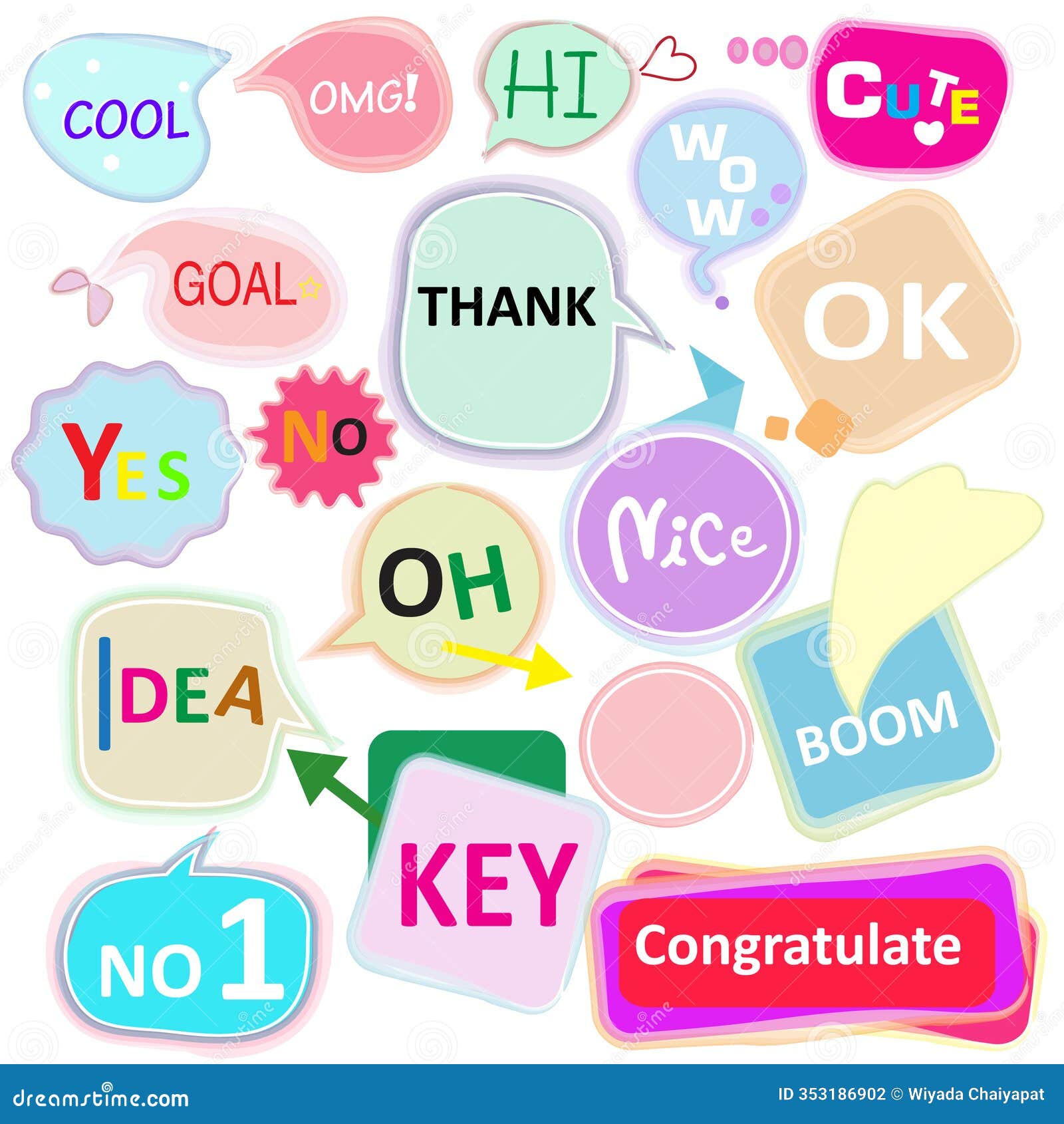 A Set of Short Conversation Bubbles Stock Illustration - Illustration ...