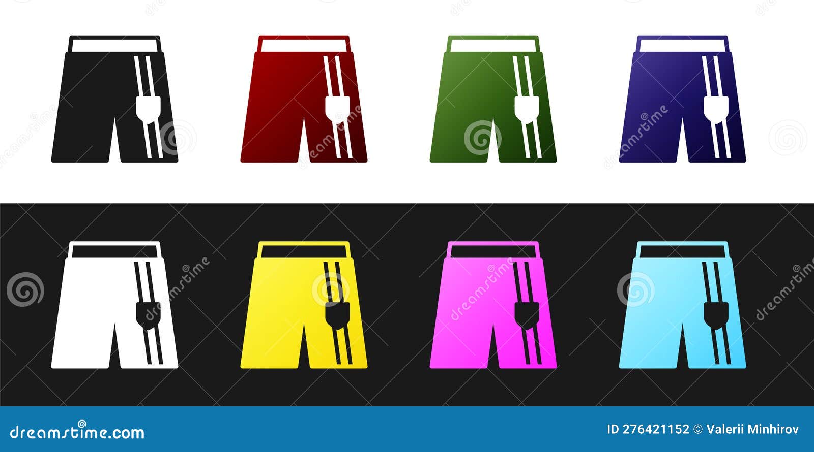 Set Short or Pants Icon Isolated on Black and White Background. Vector ...