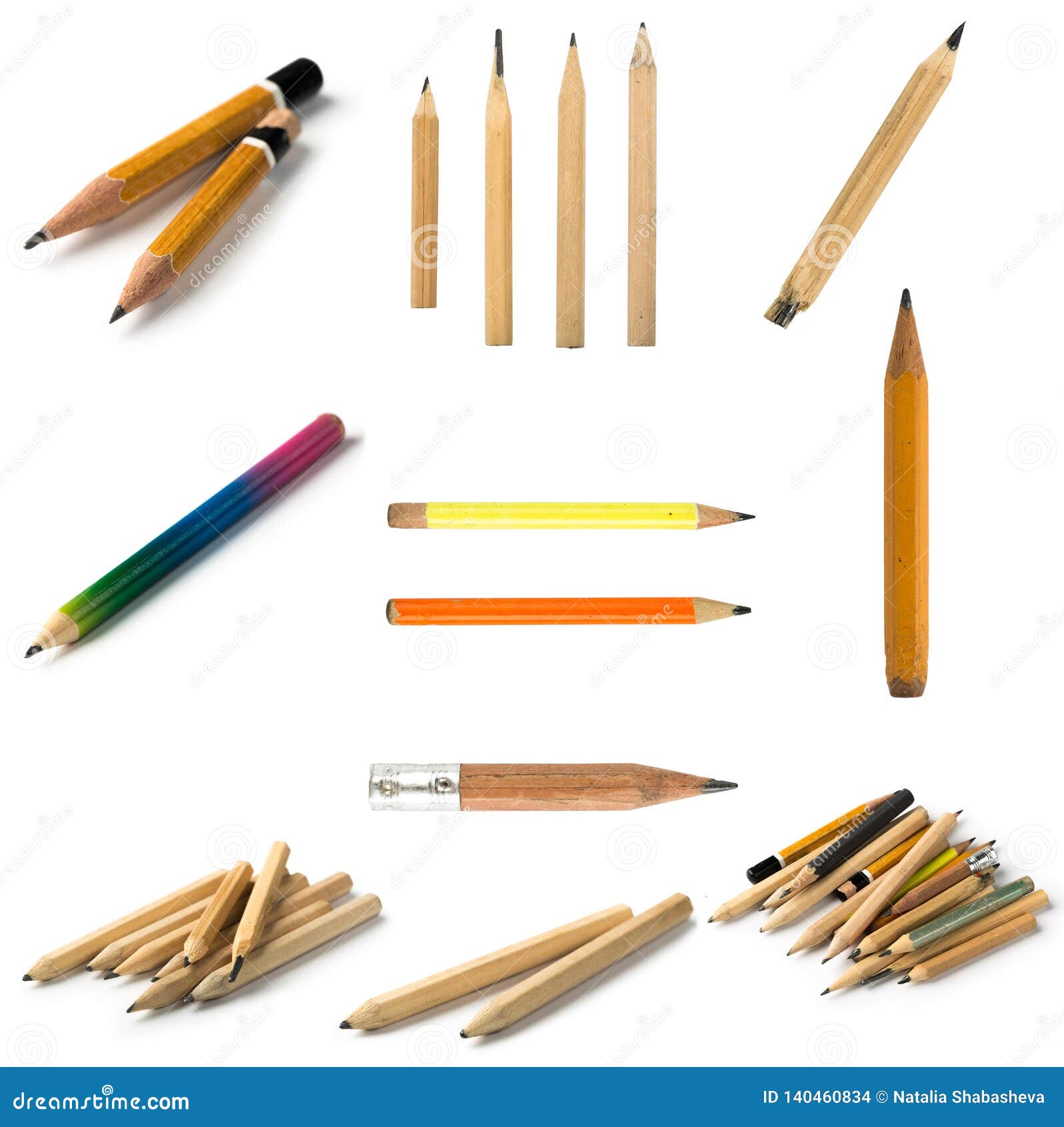 Set of Short Pencils on Isolated Background Stock Photo - Image of ...