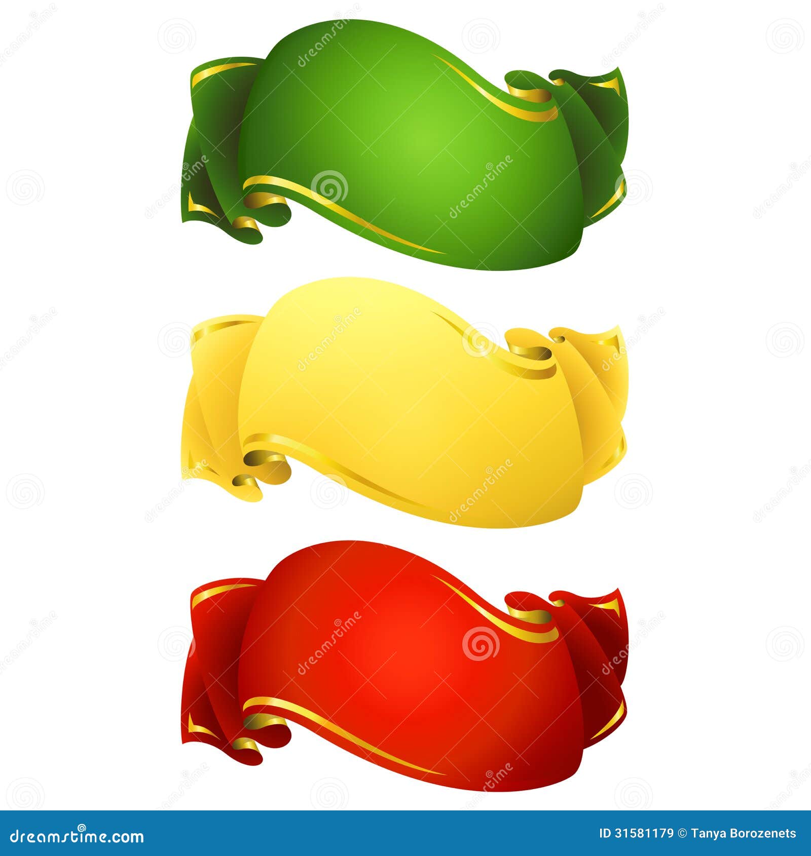 Set of 3 Short Ribbon Banners Stock Vector - Illustration of ...