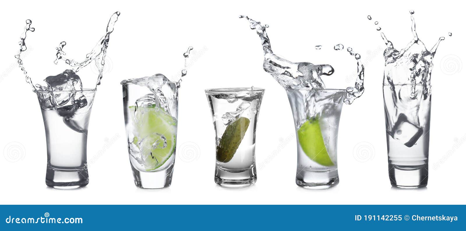 Set with Shots of Vodka on Background. Banner Design Stock Image ...