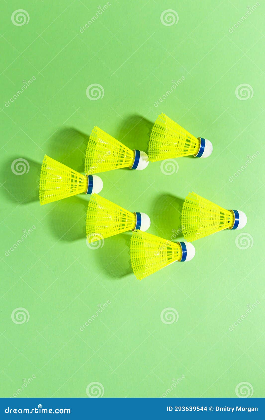 Set of Shuttlecocks on Green Background As Flatlay with Copy Space ...