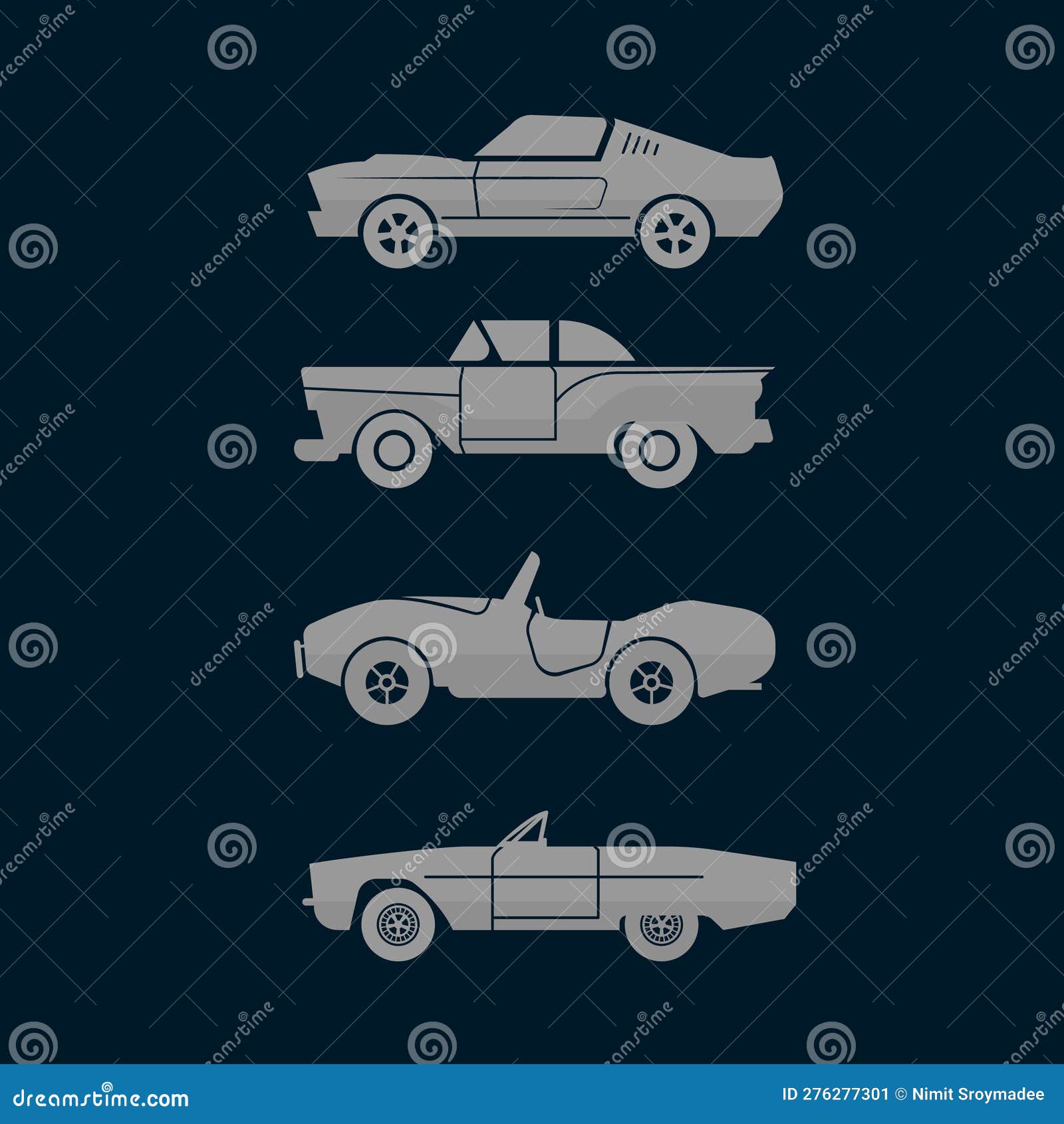 Set Side View Classic Car Icon Cector Illustrations Stock Illustration ...