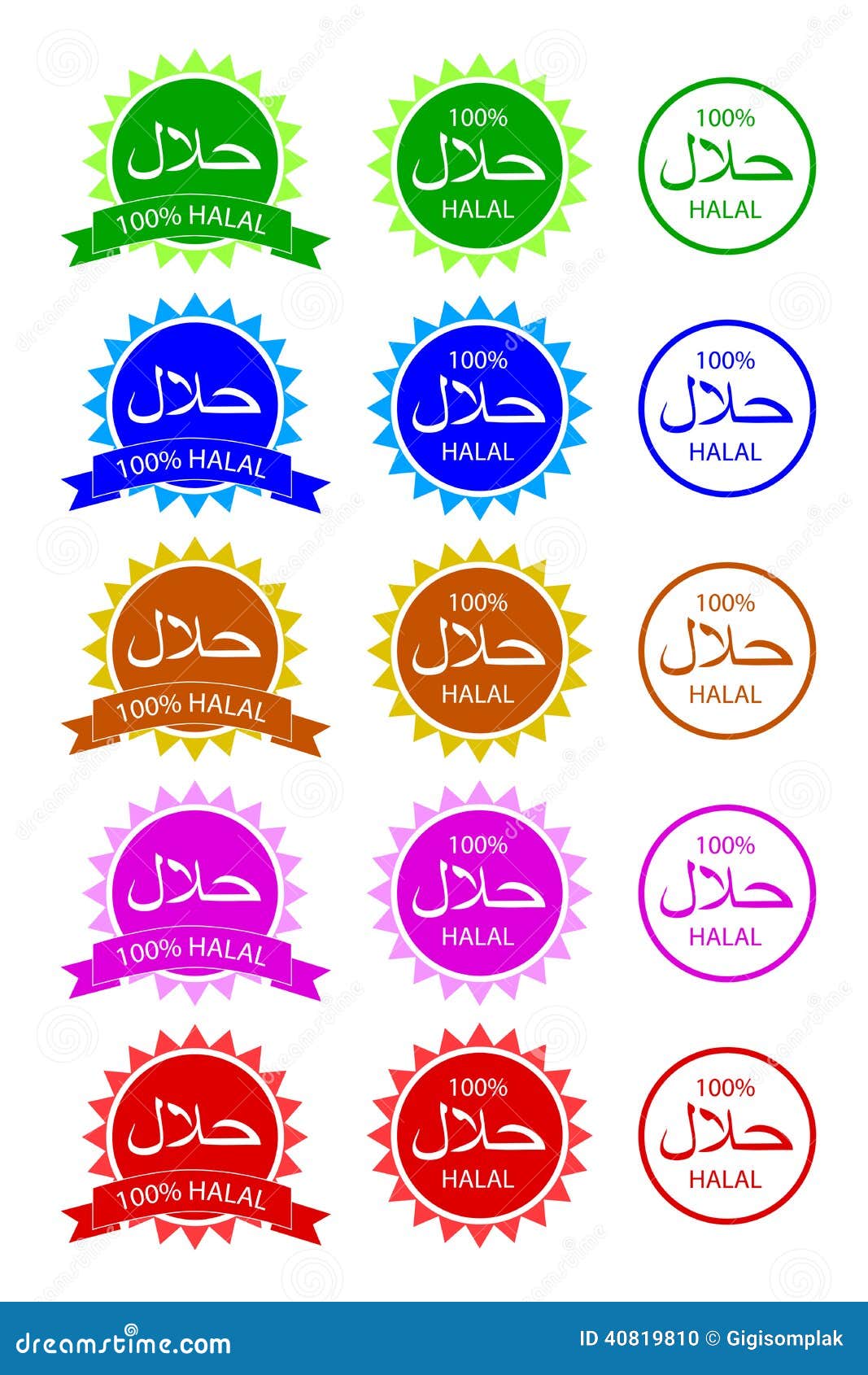Set Sign, Halal Isolated on White Background Stock Illustration ...