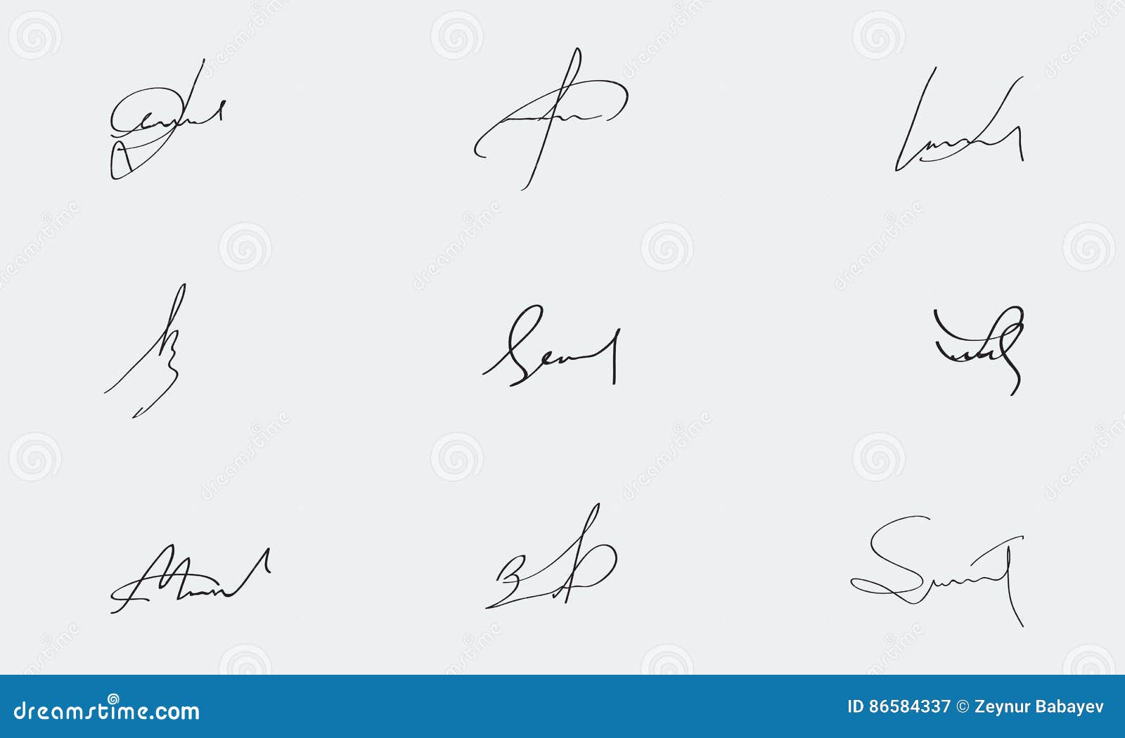 Set of Signature Samples To Use in Your Design. Vector Illustration ...