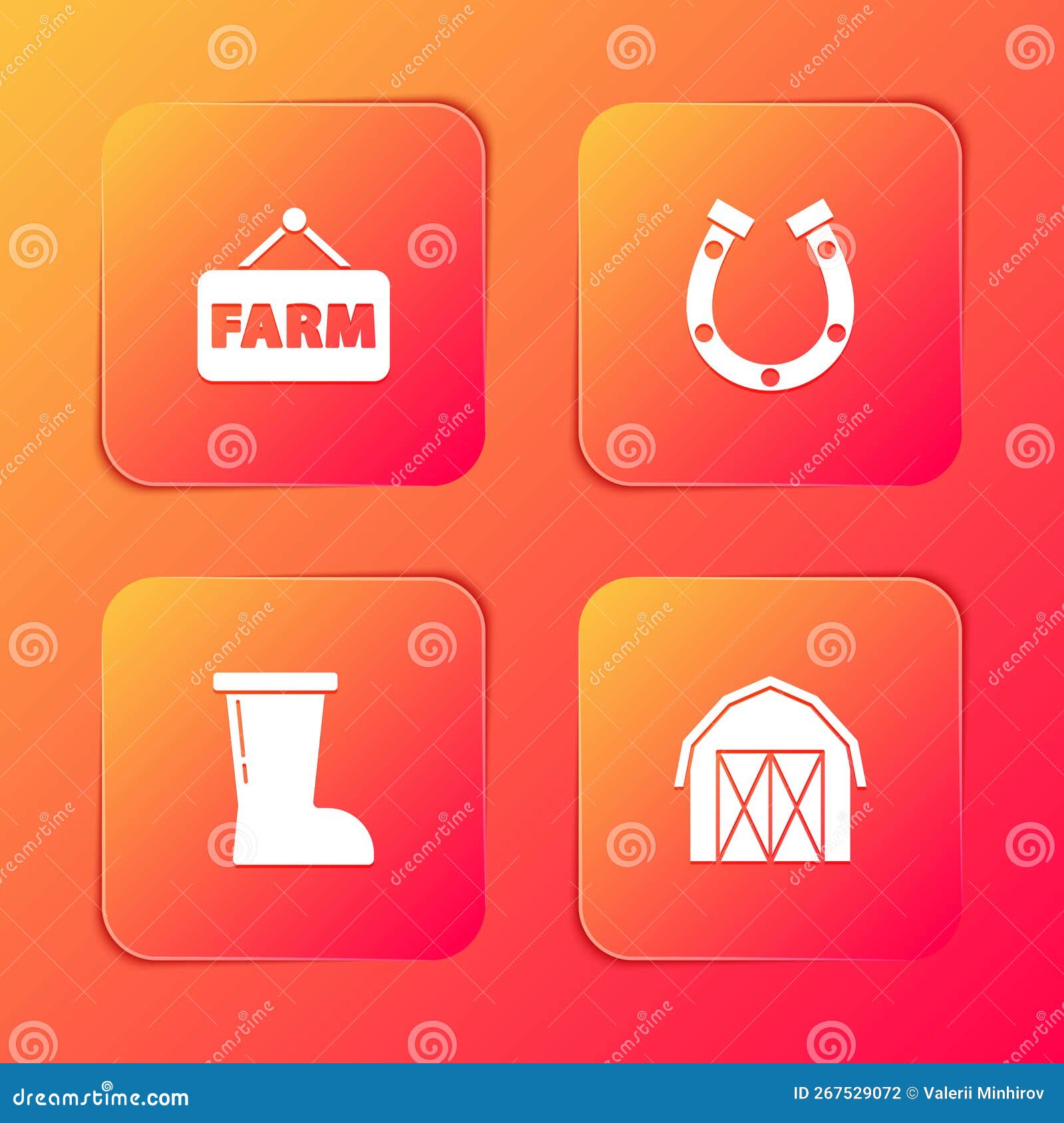 Set Signboard with Text Farm, Horseshoe, Waterproof Rubber Boot and ...