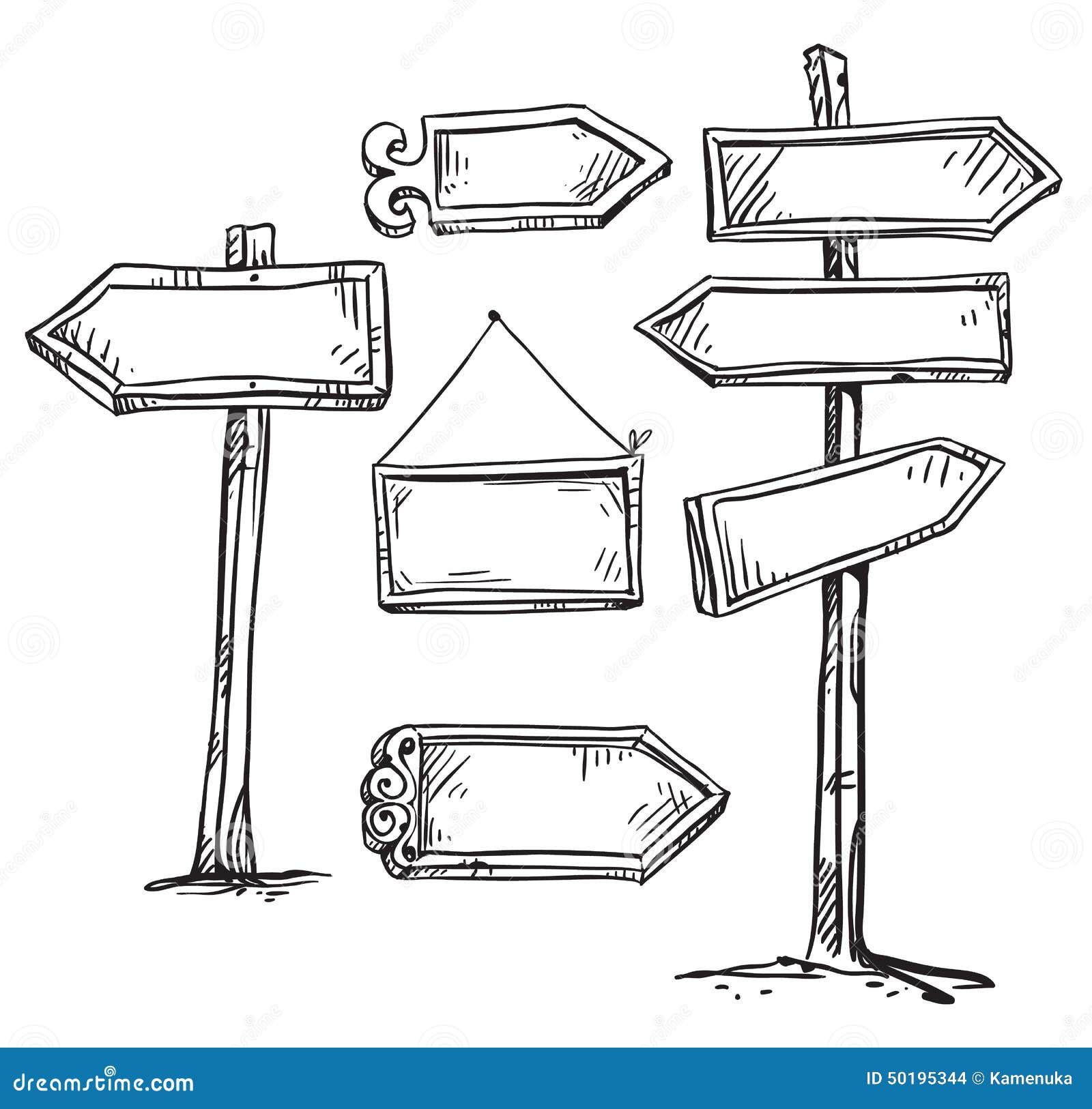 Set of Signboards, Hand Drawn. Stock Vector - Illustration of ...