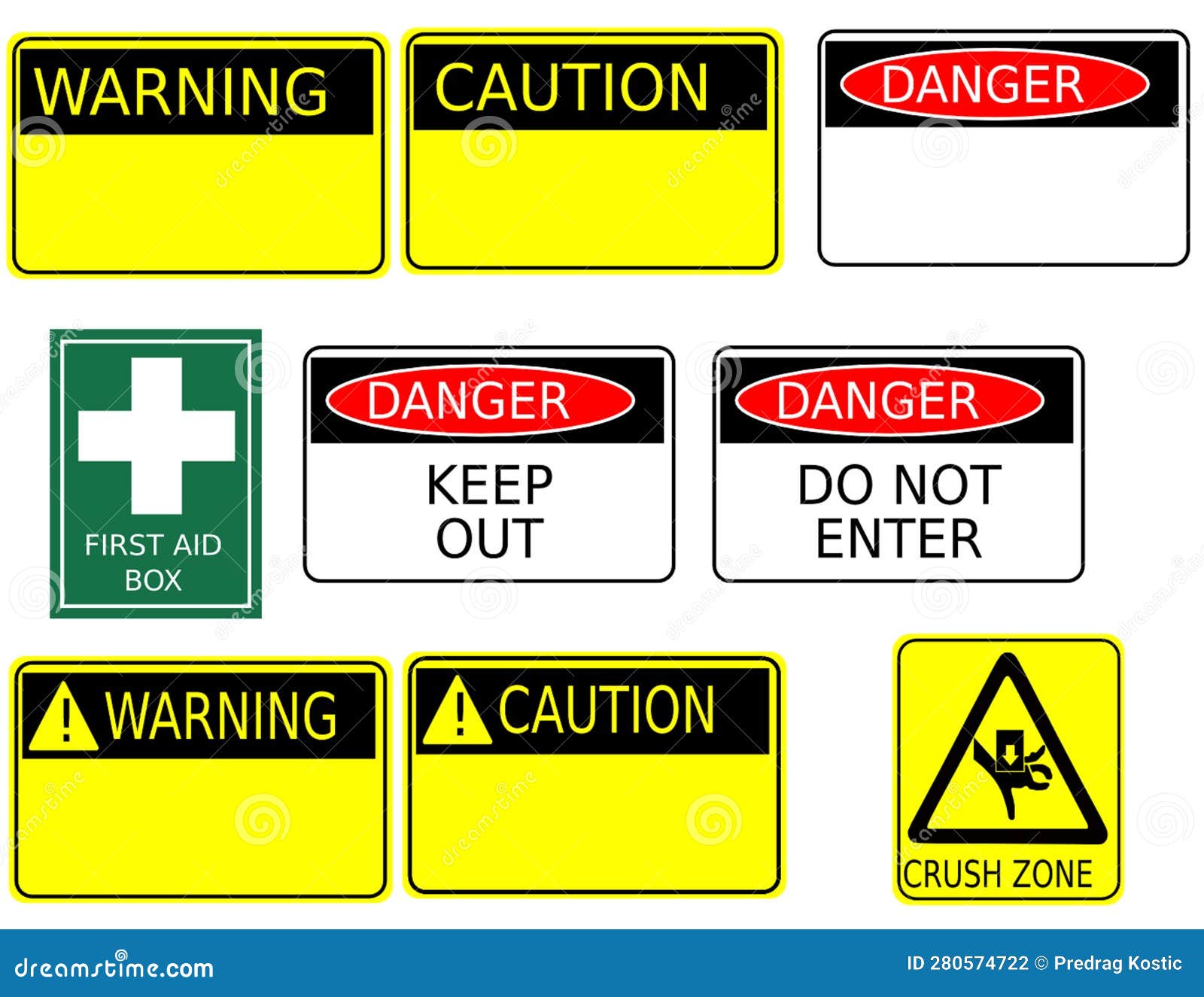 Set Signs Danger, Caution and Warning Stock Illustration - Illustration ...