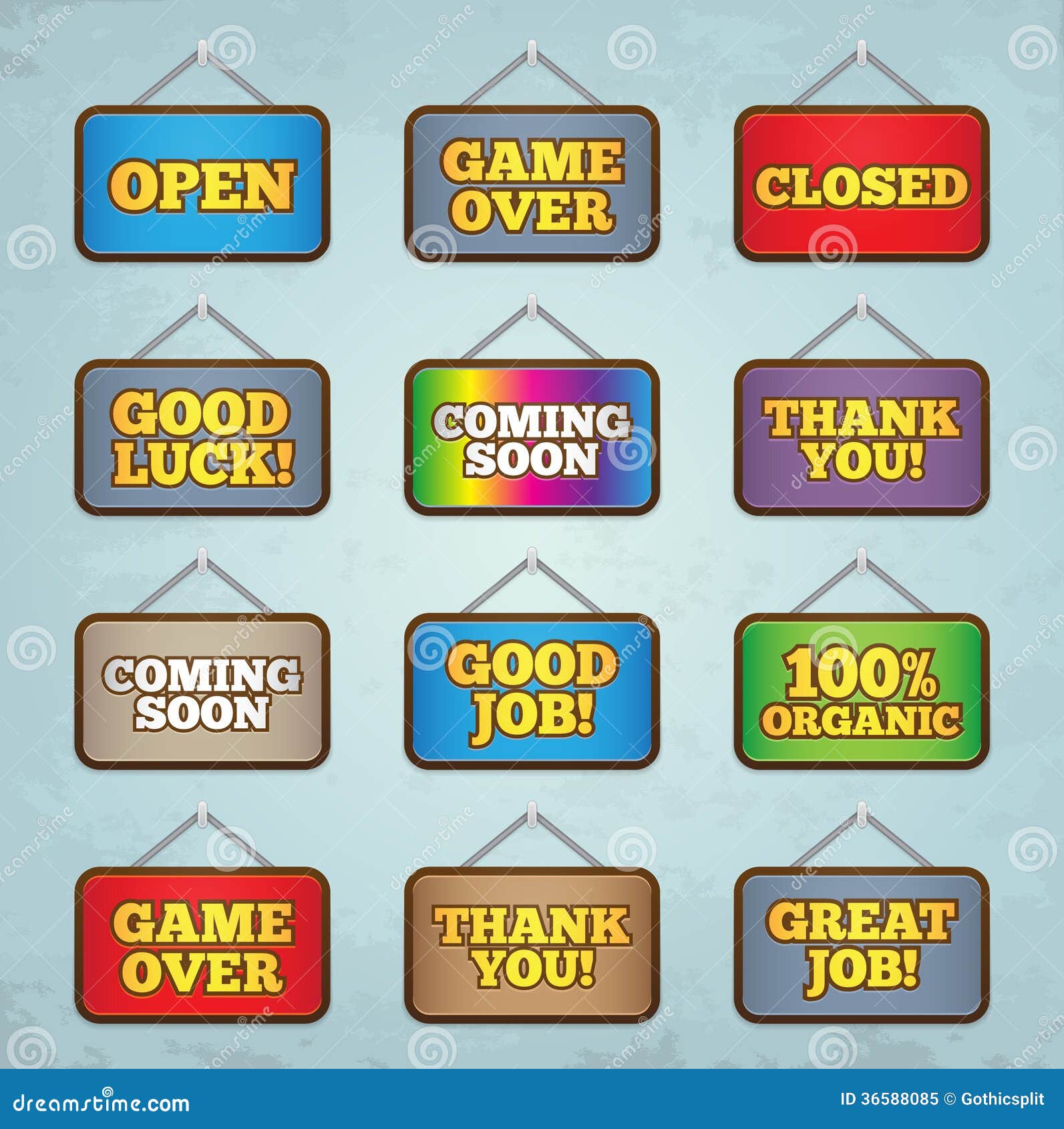 Set of signs stock vector. Illustration of hanging, effect - 36588085