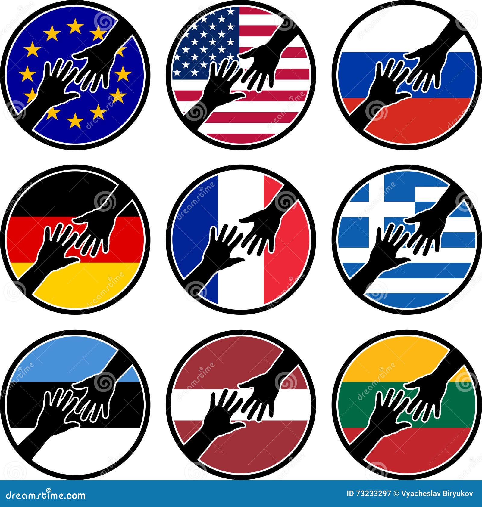 Set of signs of humaneness stock vector. Illustration of capture - 73233297