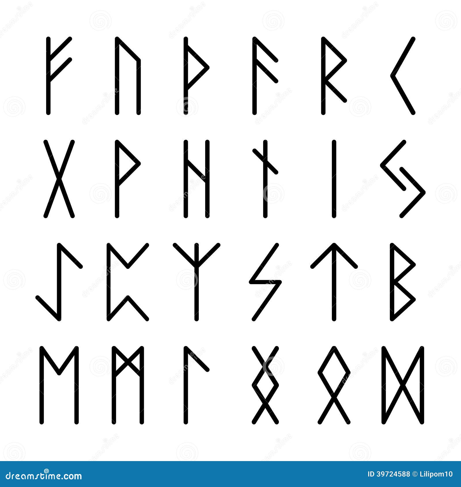 Set of Signs Runes Isolated Stock Vector - Illustration of mythology ...