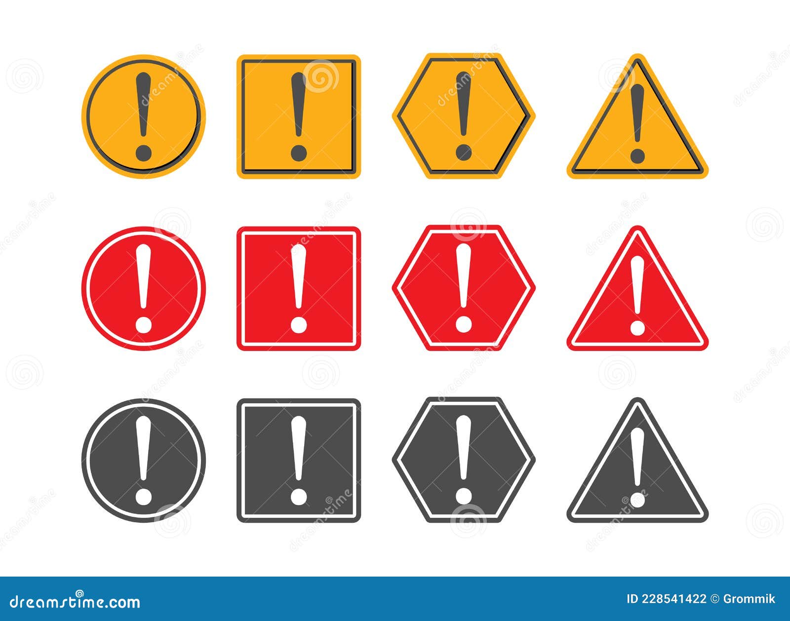 Set of Signs with a Warning about Danger. a Sign of Attention Stock ...