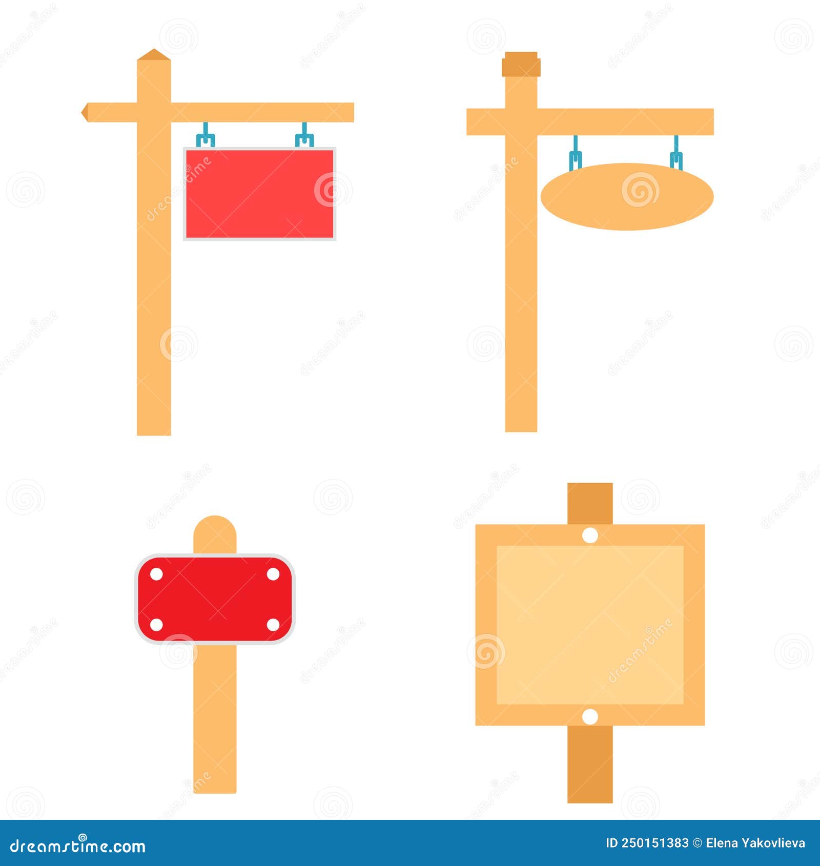 A Set of Signs, Wooden Signs. Vector Illustration Stock Vector ...