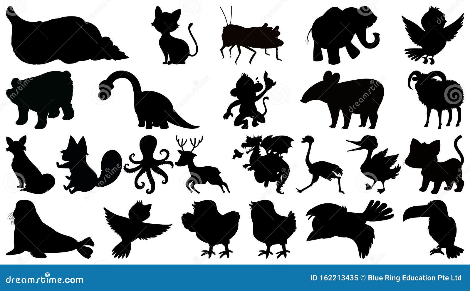 Set of Sihouette Isolated Objects Theme - Animals Stock Vector ...