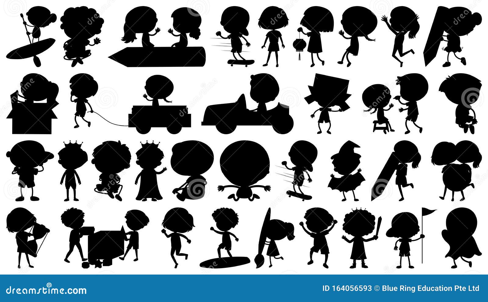 Set of Sihouette Isolated Objects Theme - Children Stock Illustration ...