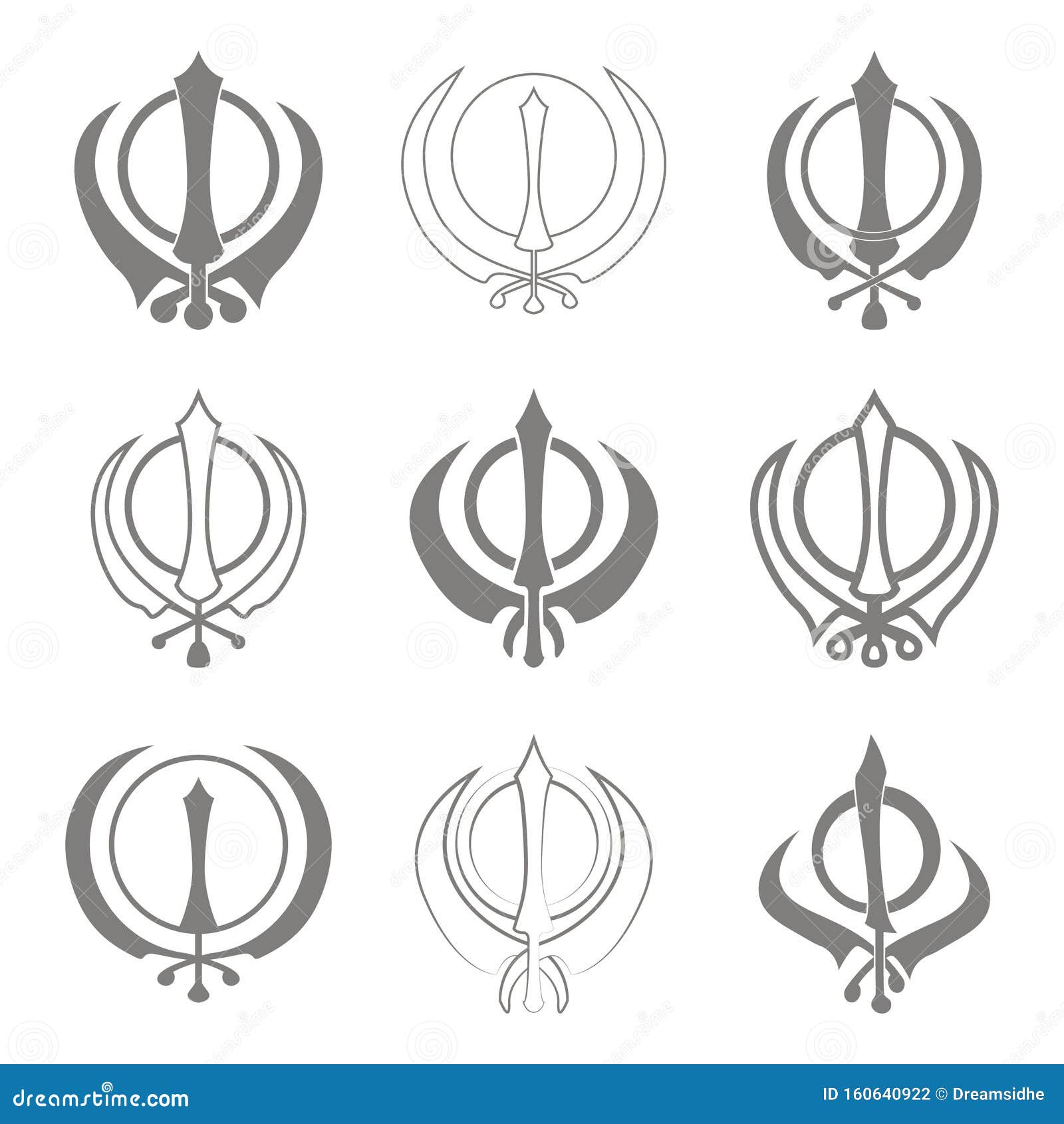 Set with Sikh Symbol Khanda Stock Vector - Illustration of religious ...