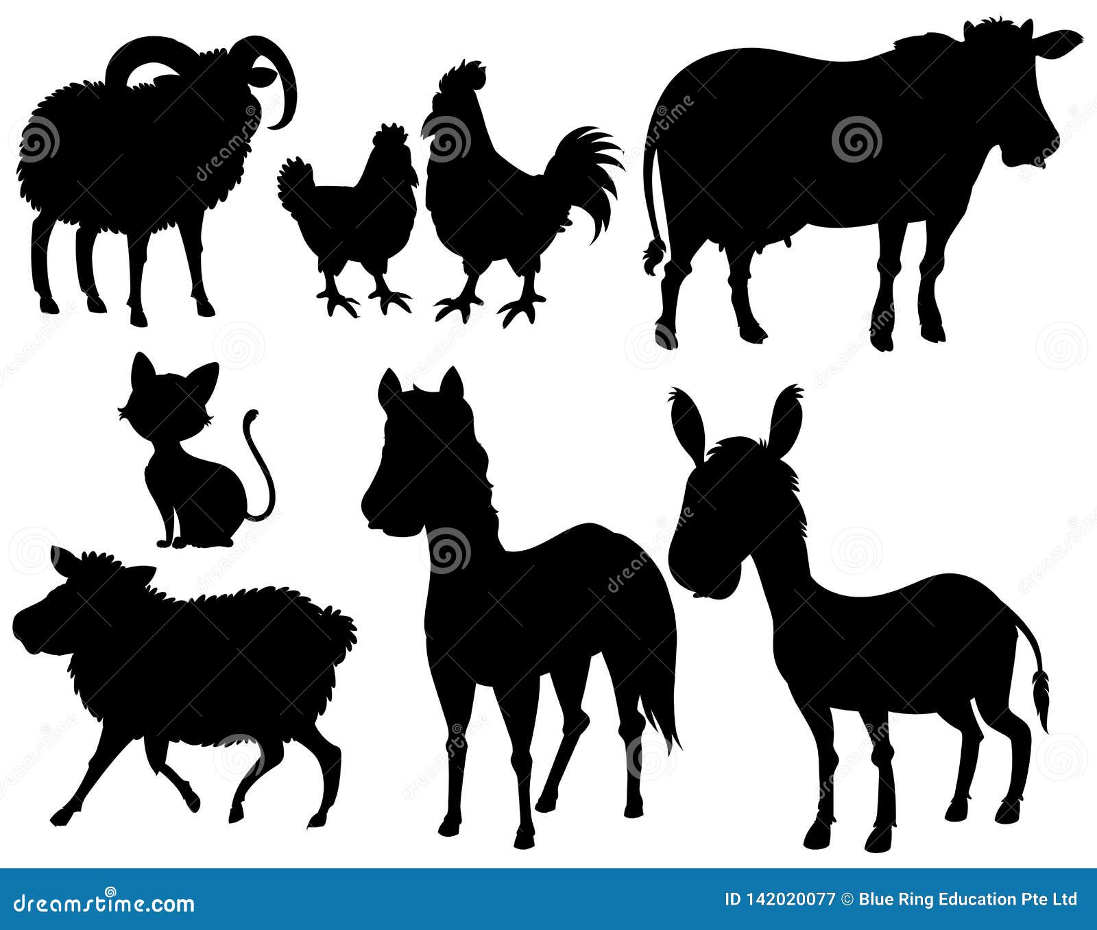 Set of silhouette animal stock vector. Illustration of design - 142020077