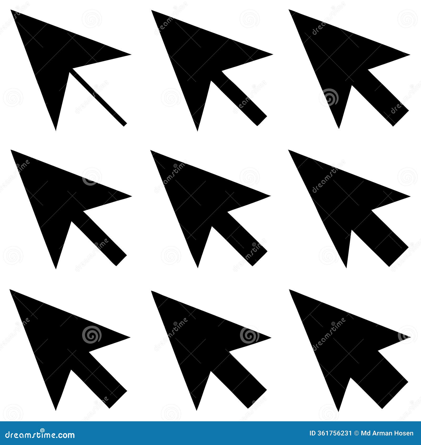 Set of Silhouette Cursor Icons in Black Stock Illustration ...