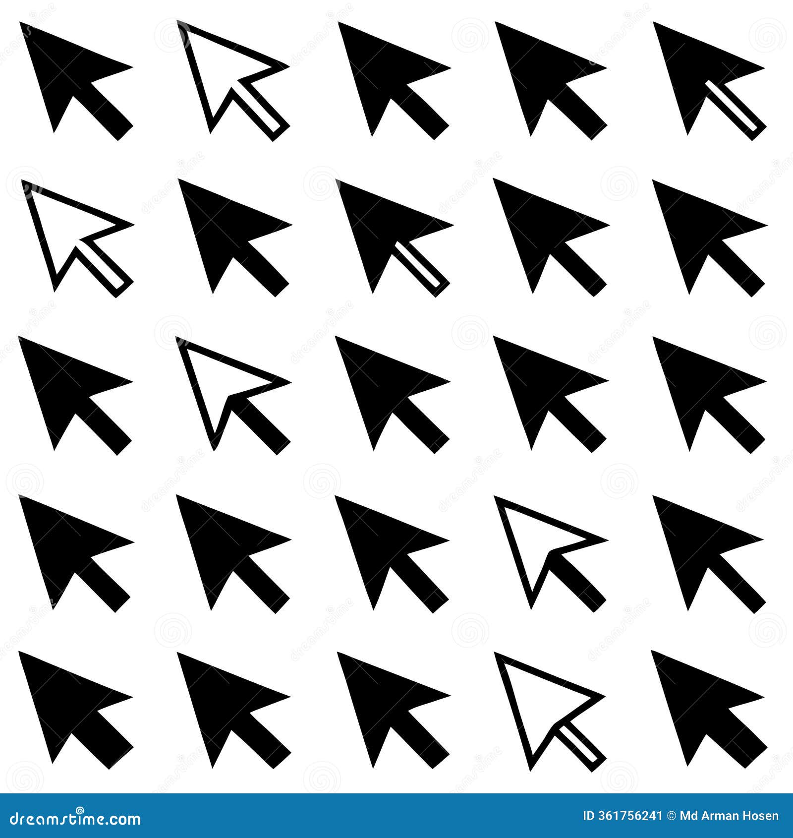 Set of Silhouette Cursor Icons in Black and White 3 Stock Illustration ...