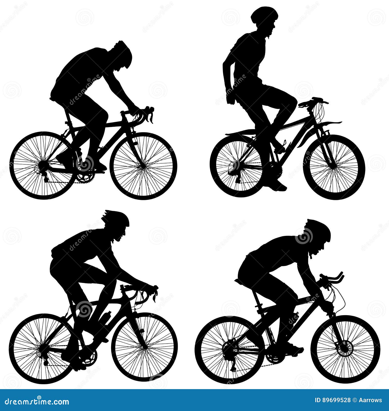 Set Silhouette of a Cyclist Male. Vector Illustration Stock Vector ...
