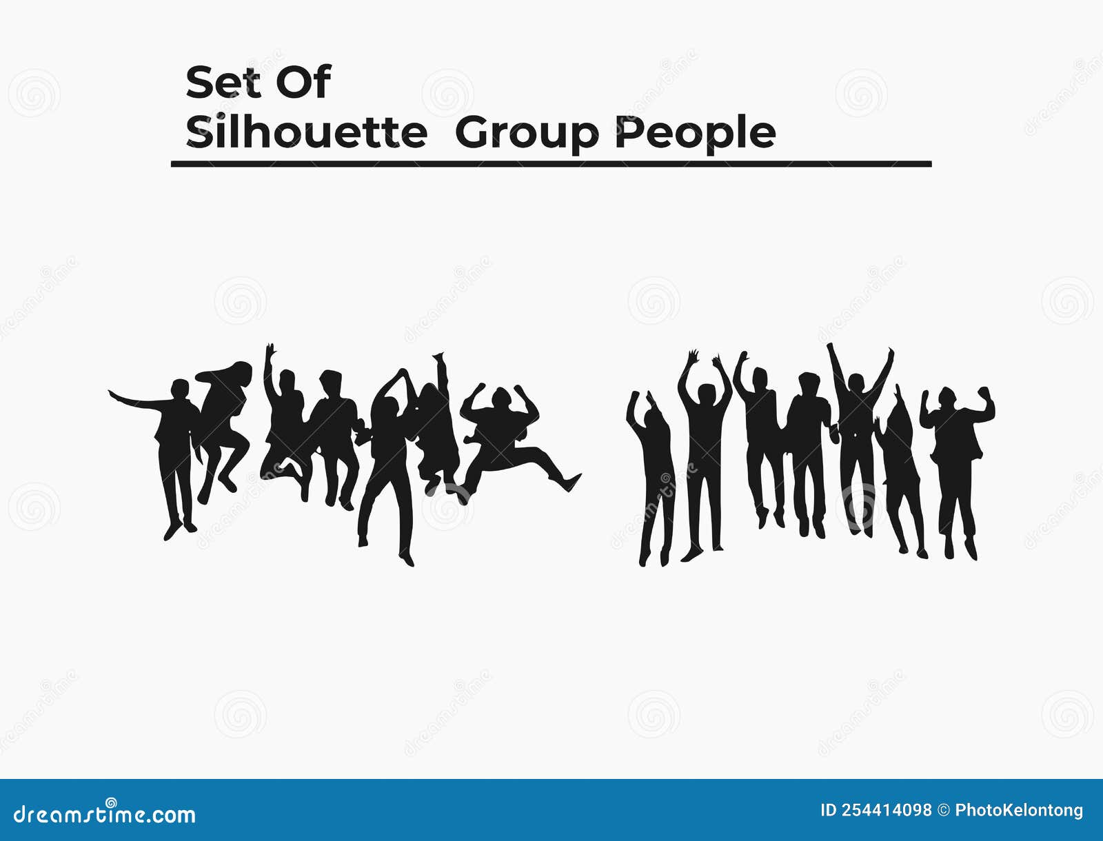 Set of Silhouette Group People Stock Vector - Illustration of sketch ...