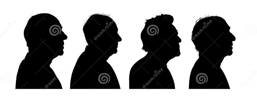 Set of Silhouette of Old Man Side View Stock Vector - Illustration of ...