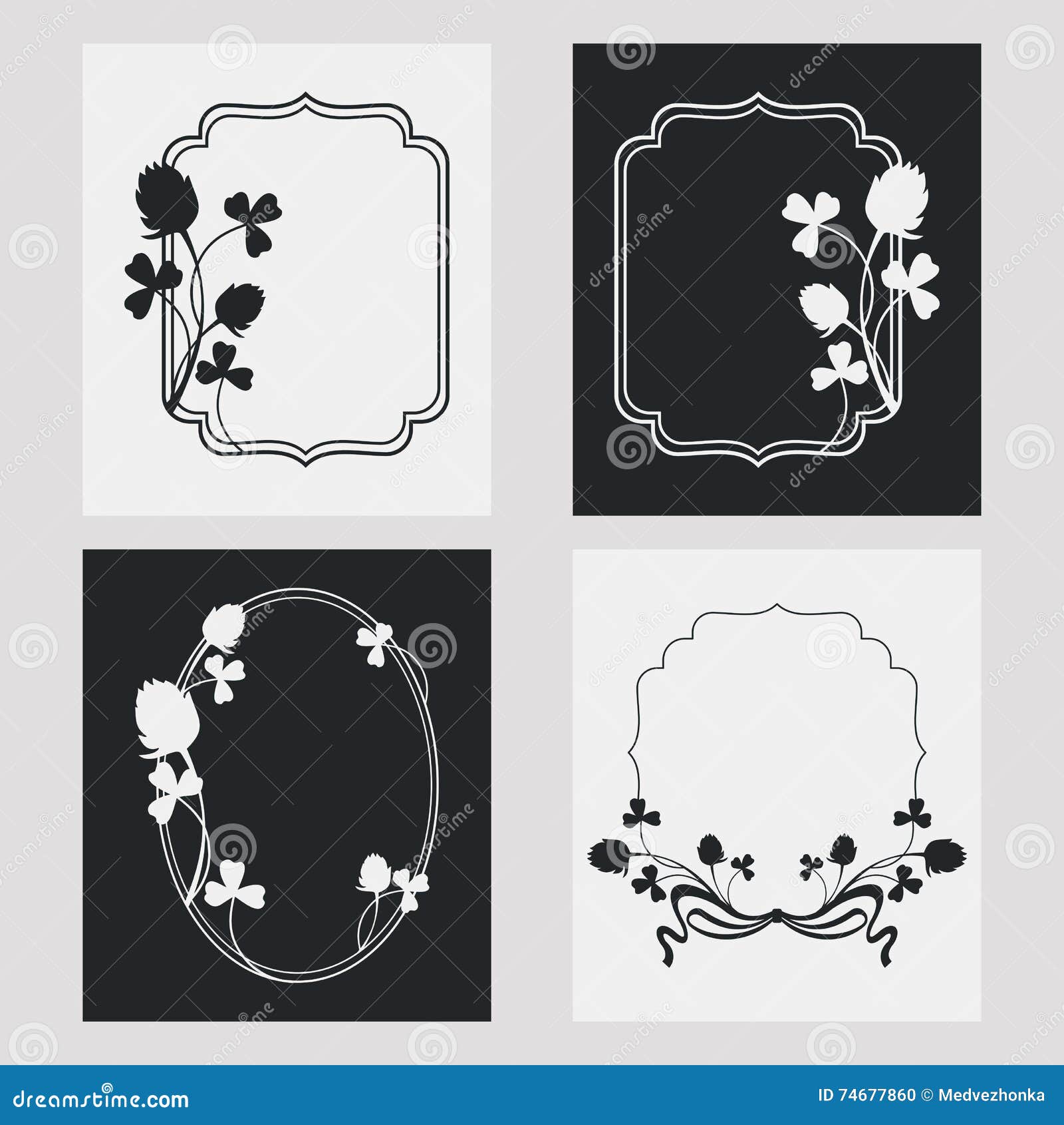 Set of Silhouette Vertical Frames. Stock Illustration - Illustration of ...