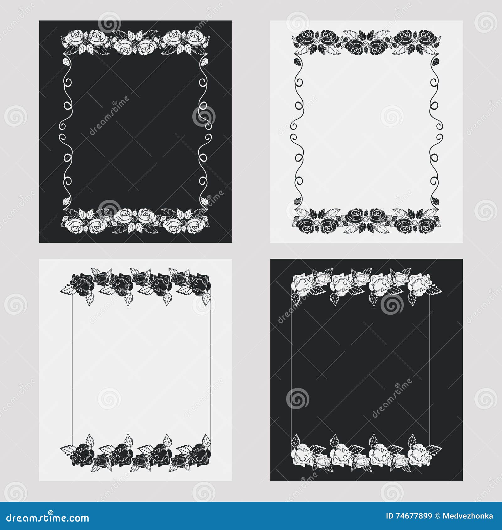 Set of Silhouette Vertical Frames. Stock Illustration - Illustration of ...
