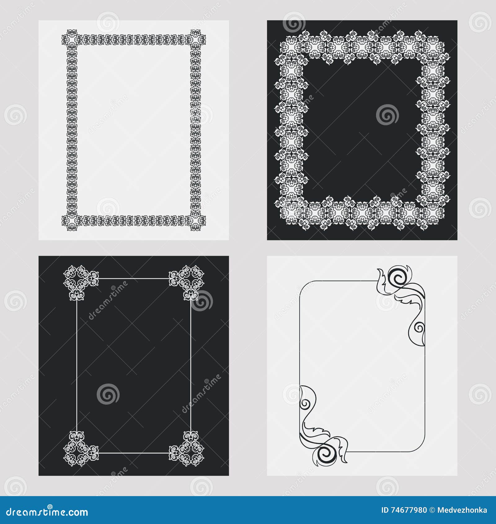 Set of Silhouette Vertical Frames. Stock Illustration - Illustration of ...