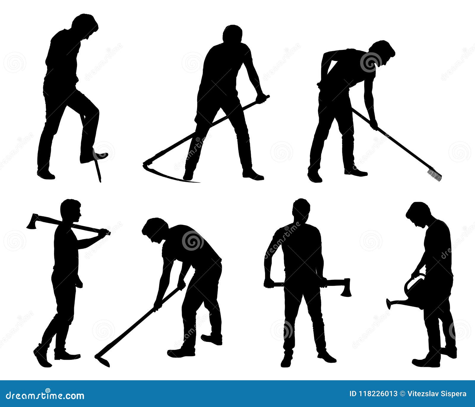 Silhouette Of Farmer Driving A Tractor In Farmed Land Cartoon Vector ...