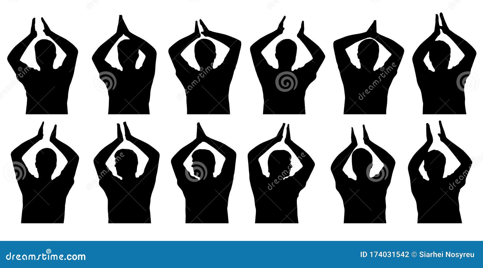Set of Silhouettes of Applauding Man, Clapping Hands. Vector ...
