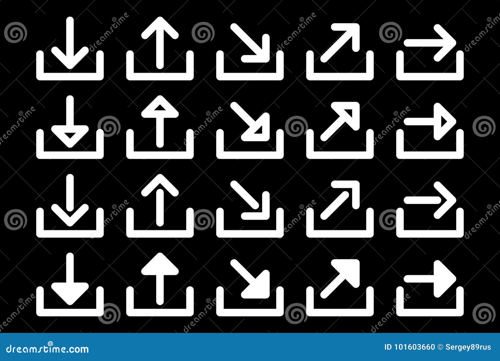 Set of silhouettes arrows. stock vector. Illustration of circle - 101603660