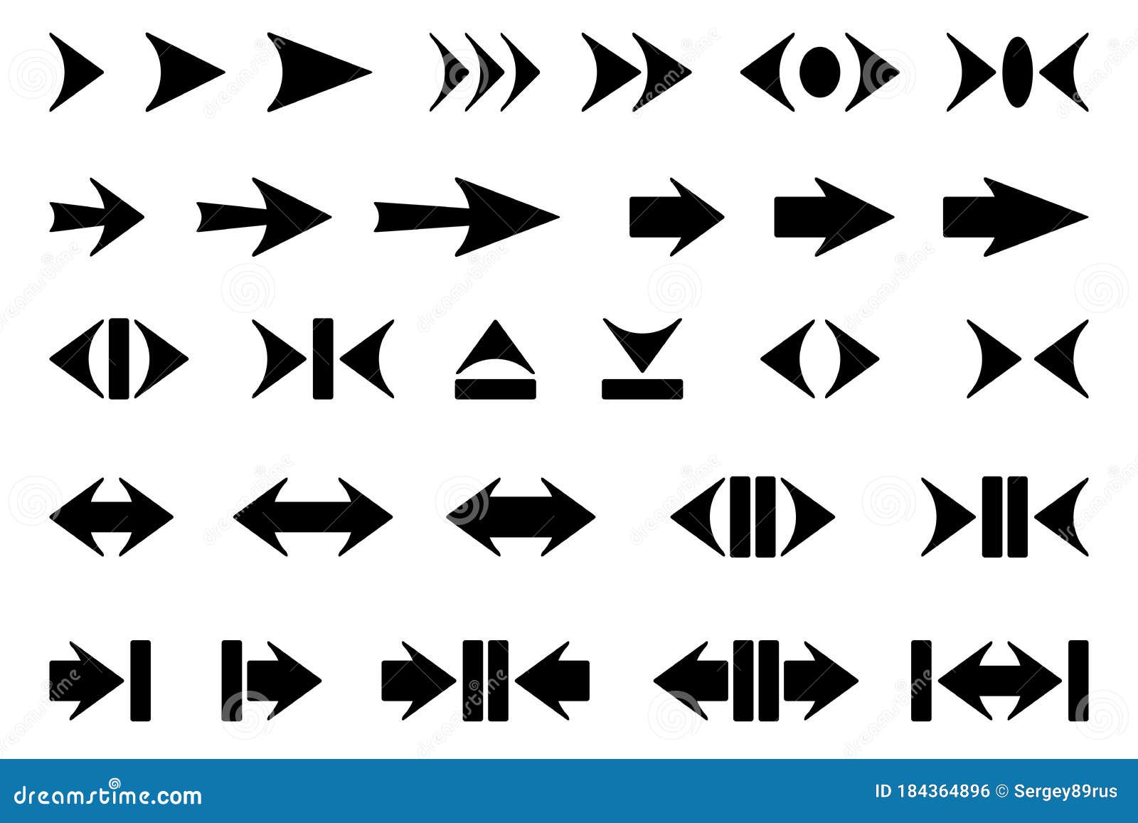 Set of silhouettes arrows. stock vector. Illustration of computer ...