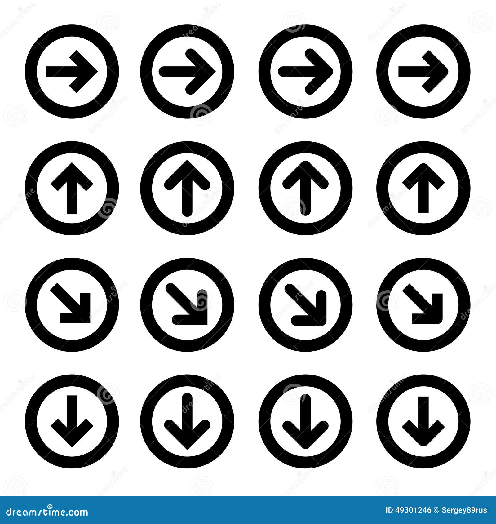 Set of silhouettes arrows. stock vector. Illustration of element - 49301246