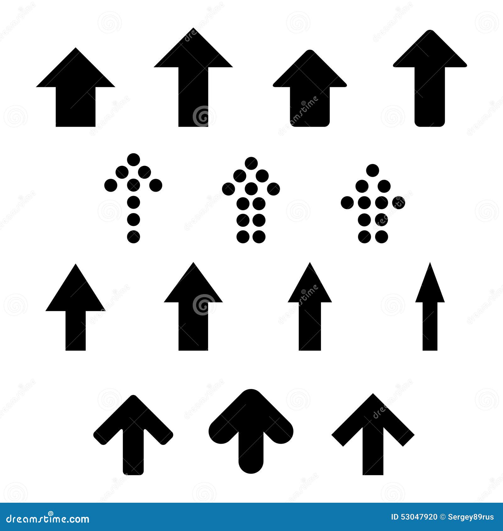 Set of silhouettes arrows. stock vector. Illustration of outline - 53047920