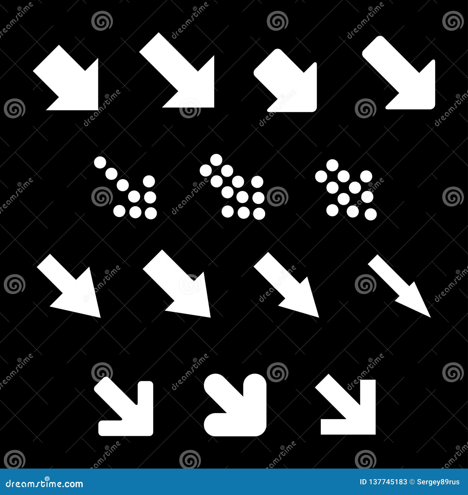 Set of silhouettes arrows. stock vector. Illustration of circle - 137745183