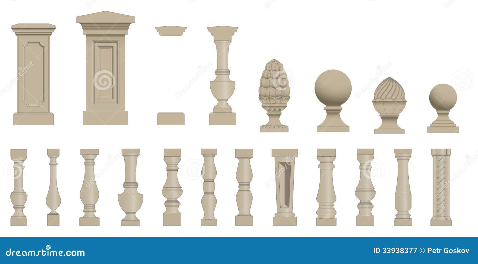 Set of Silhouettes Balusters Stock Vector - Illustration of decorative ...