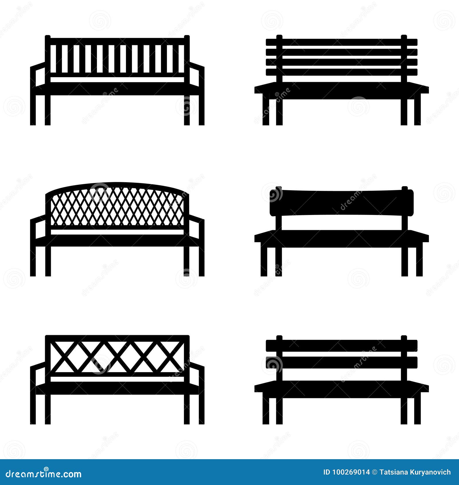 Set of Silhouettes of Benches, Vector Illustration Stock Vector ...