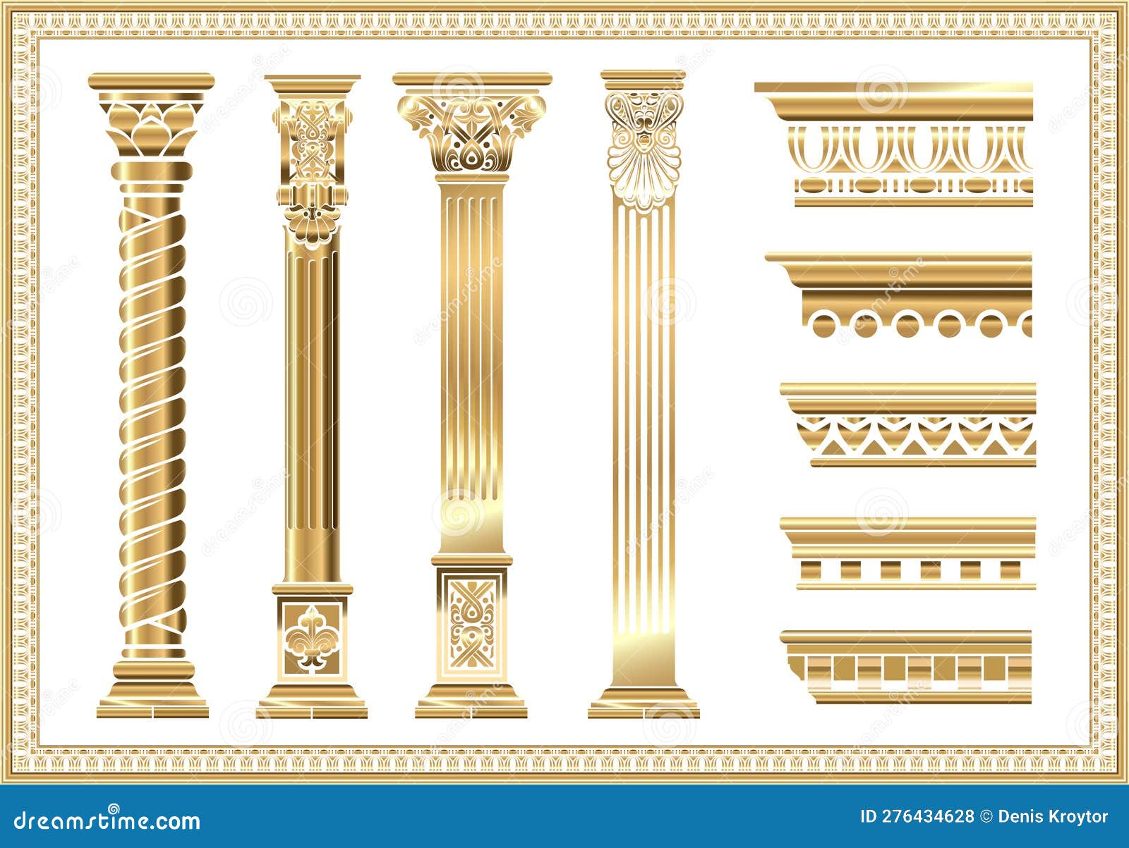 Set of Silhouettes Classic Vintage Golden Capitals Stock Illustration ...
