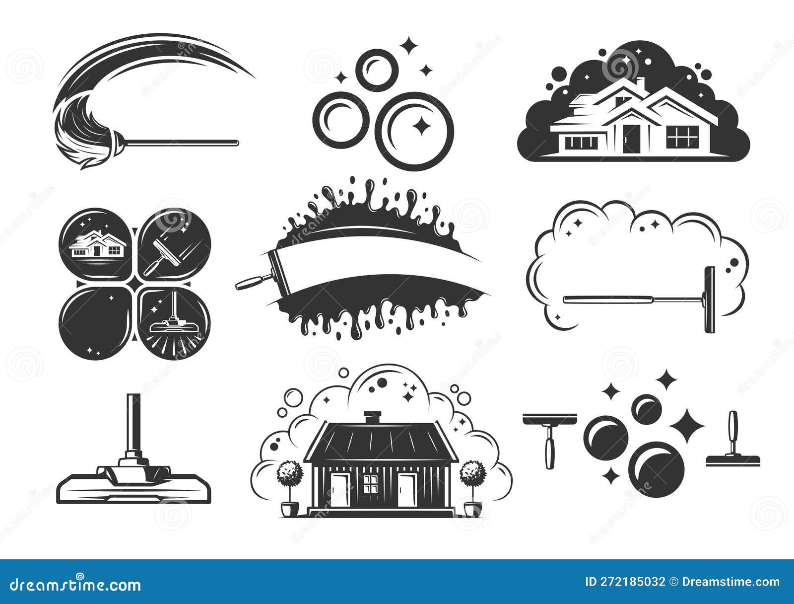 Set of Silhouettes of a Cleaning Service Elements Stock Vector ...