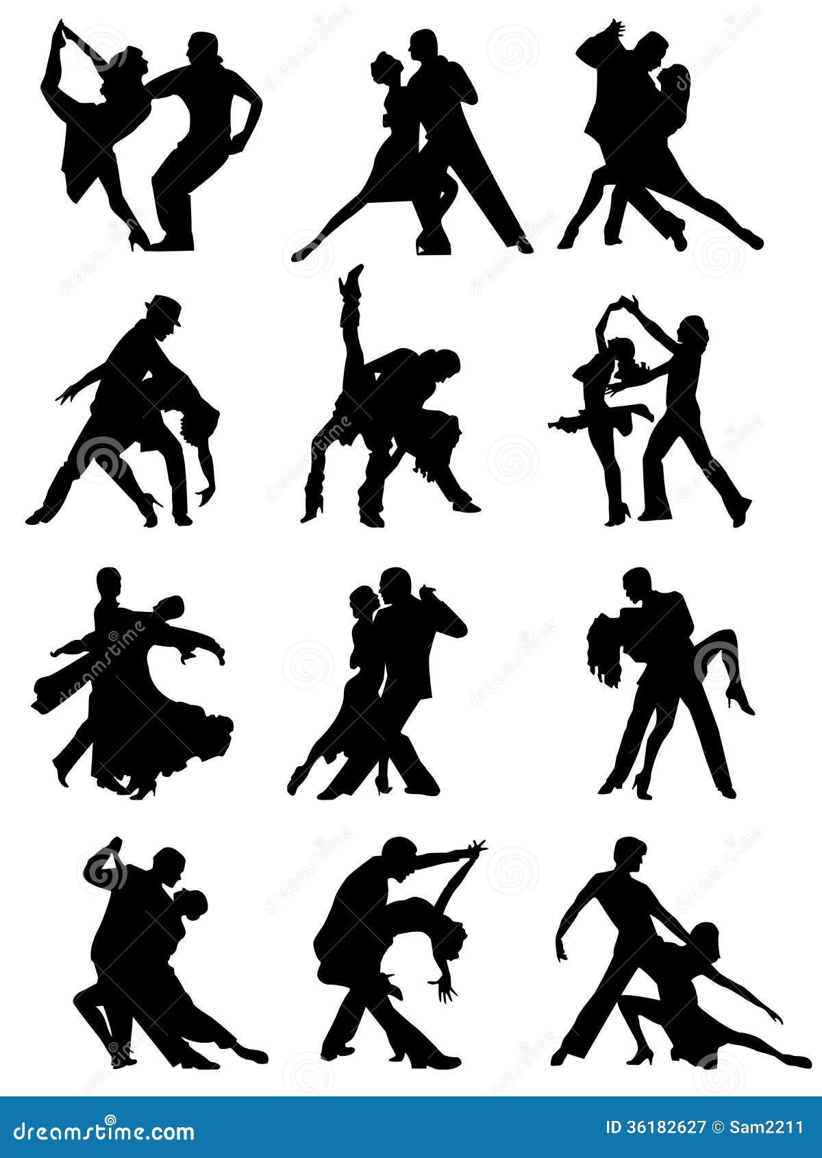 Set of Silhouettes of Dancing Couple . Stock Vector - Illustration of ...