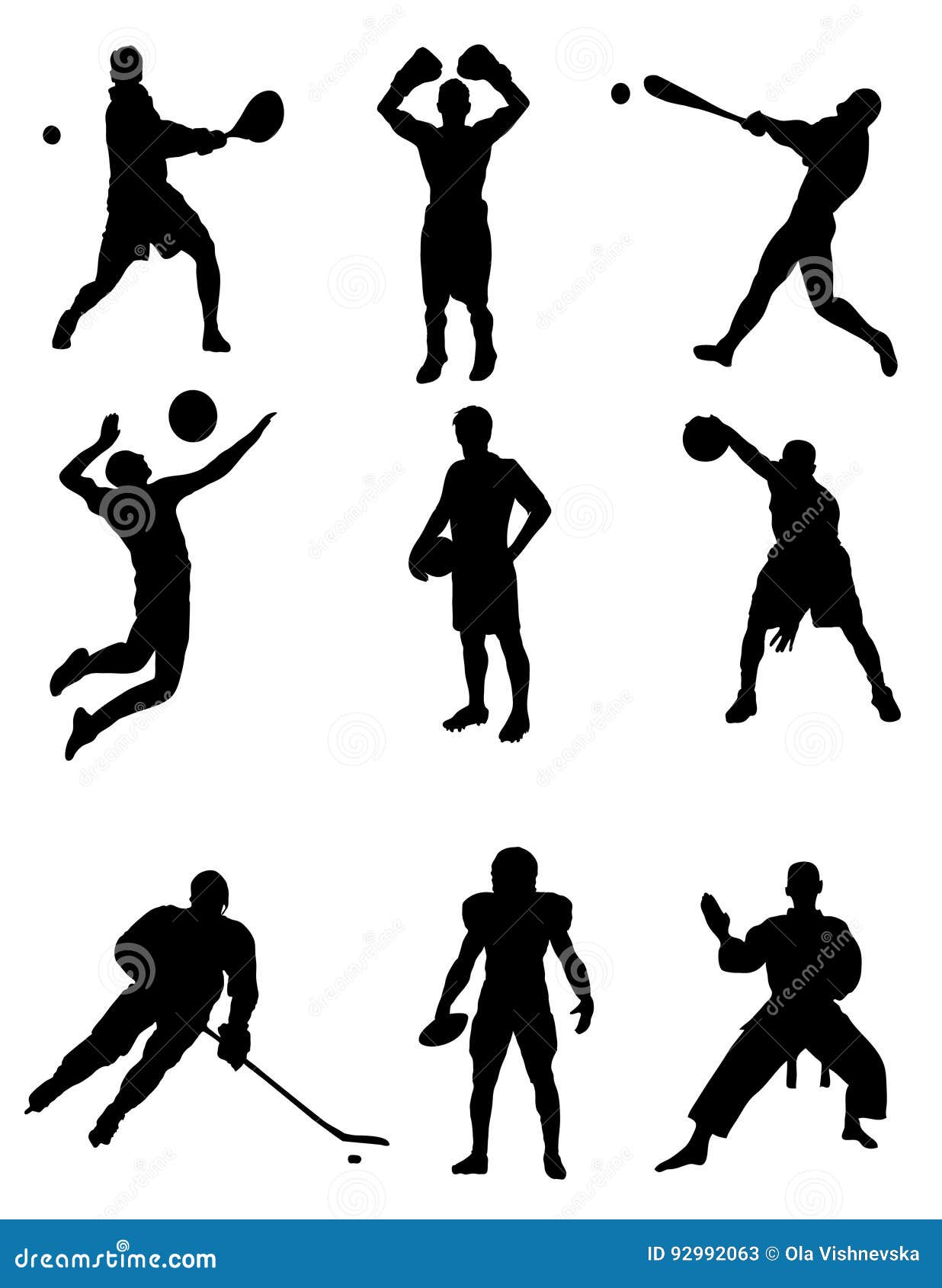 A Set of Silhouettes of Different Sports. Stock Illustration ...