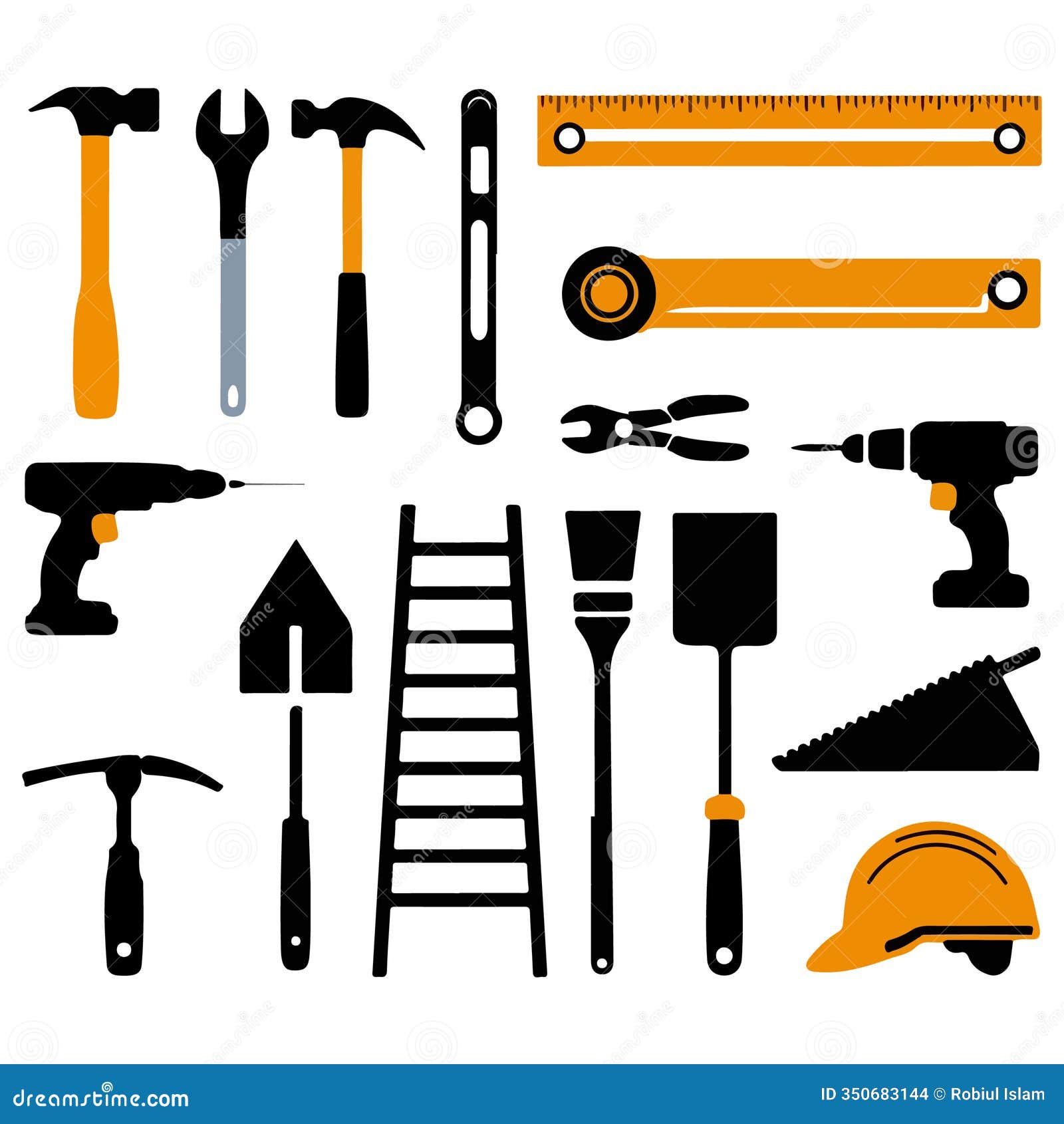 Set of Silhouettes of Different Types of Construction Tools Vector ...