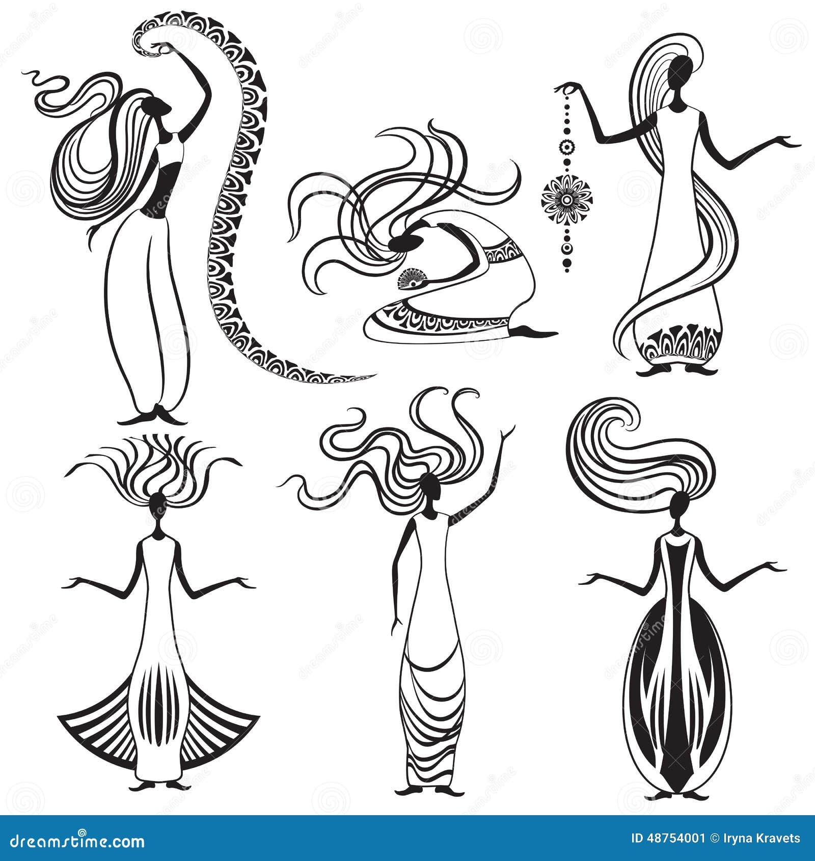 Set of Silhouettes of Female Figures Stock Vector - Illustration of ...