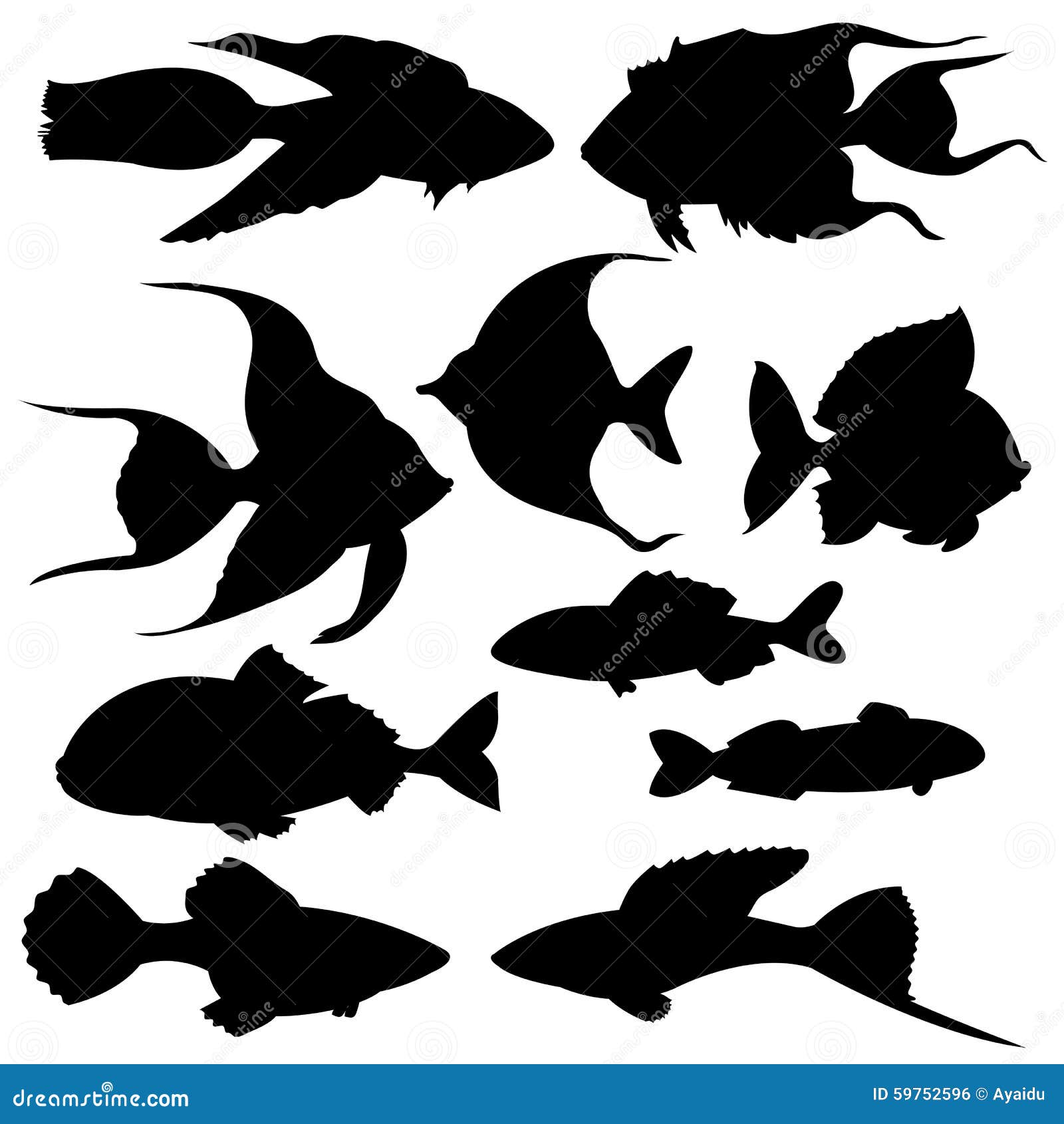 Set of Silhouettes of Fish. Vector Illustration Stock Vector ...