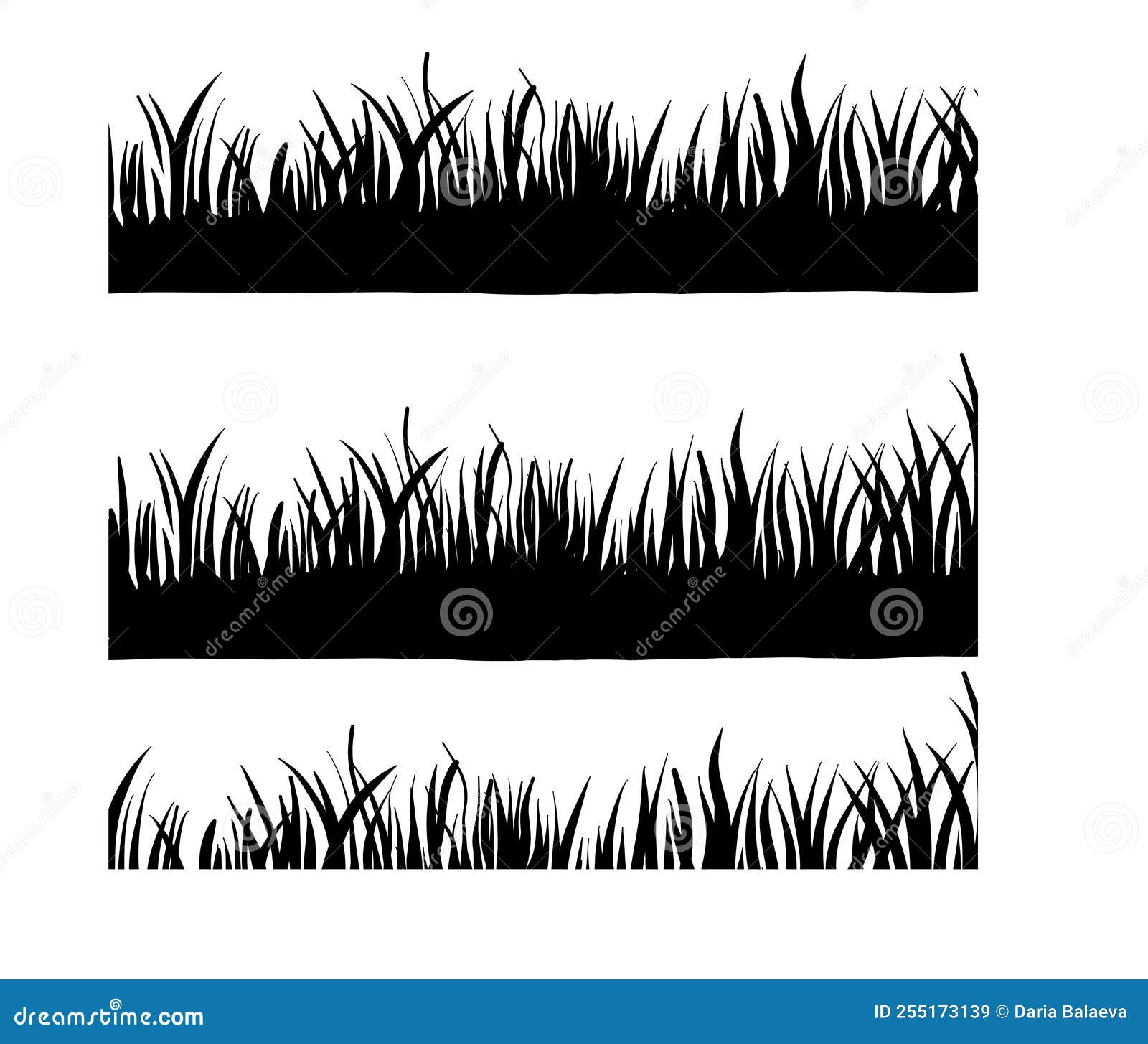 Silhouettes Of Grass And Wild Weeds, Field. Plants Are Separated From ...