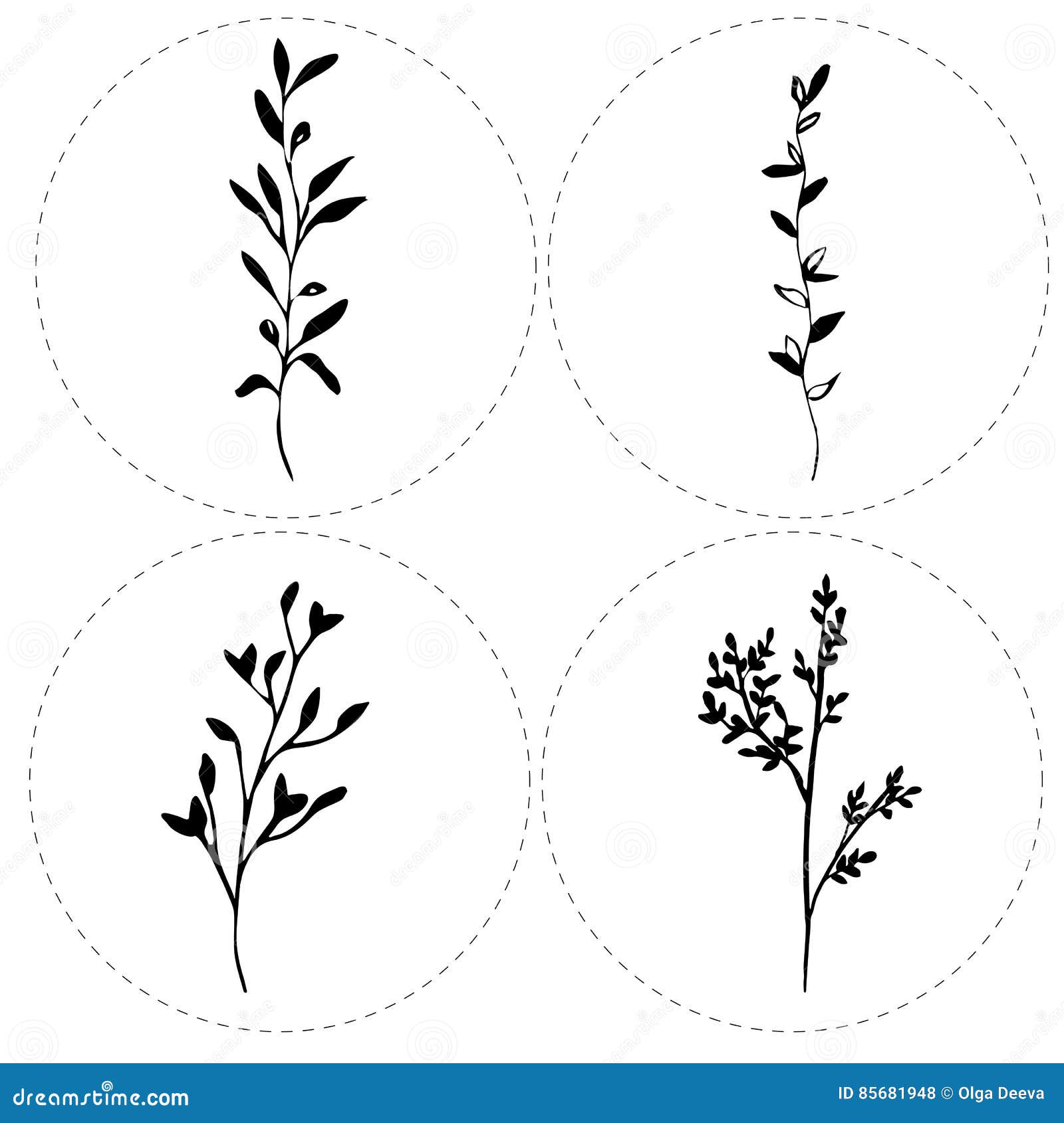 Set of Silhouettes of Natural Motifs Stock Vector - Illustration of ...